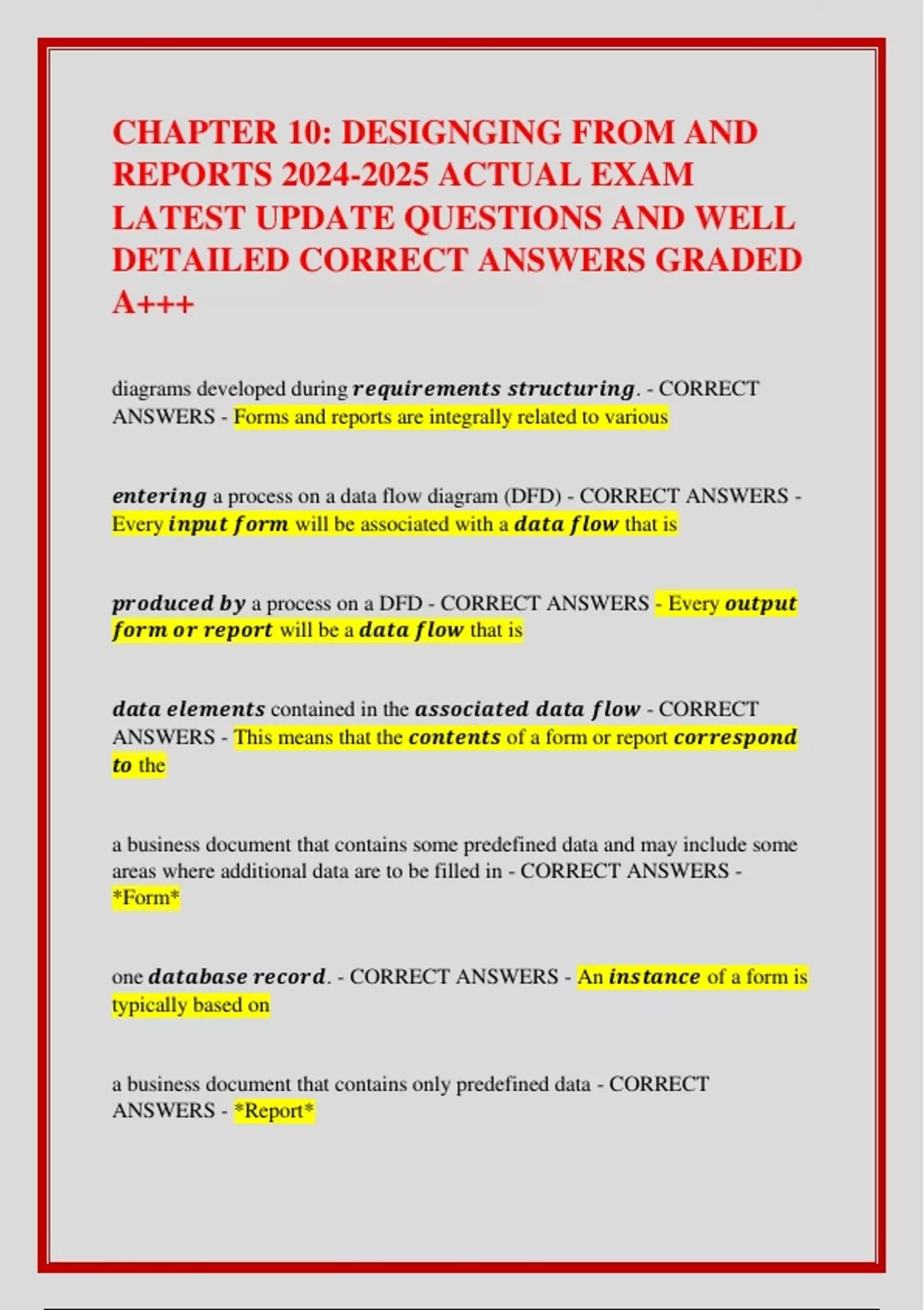 CHAPTER 10: DESIGNGING FROM AND REPORTS ACTUAL EXAM LATEST UPDATE ...