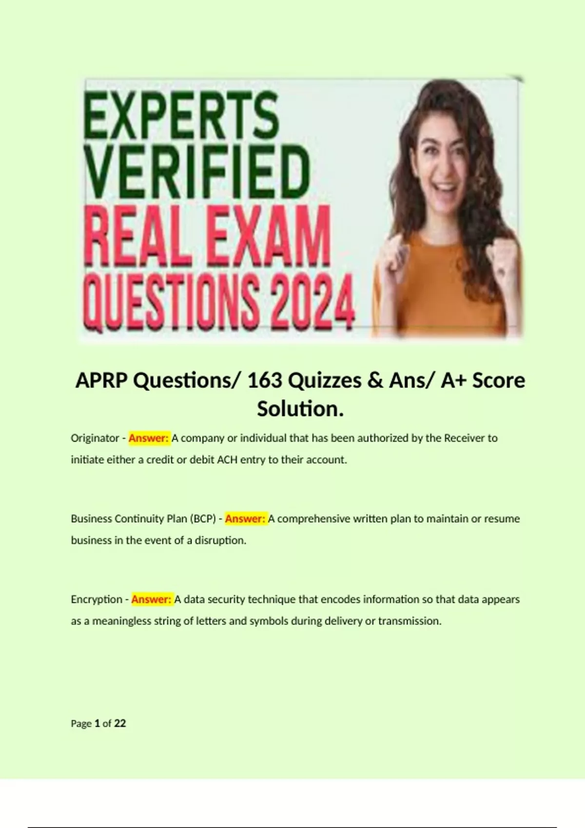 APR Exam Practice Questions/ 55 Questions & Answer - APR - Stuvia US