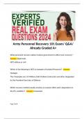 Army Personnel Recovery 101 Exam/ Q&A/ Already Graded A+ - Army ...