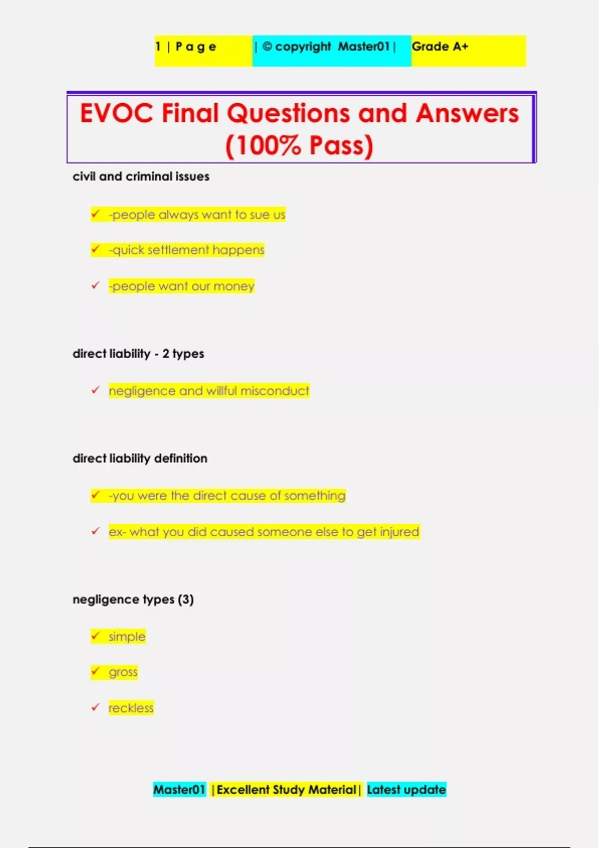 EVOC Final Questions and Answers (100% Pass) - EVOC - Stuvia US