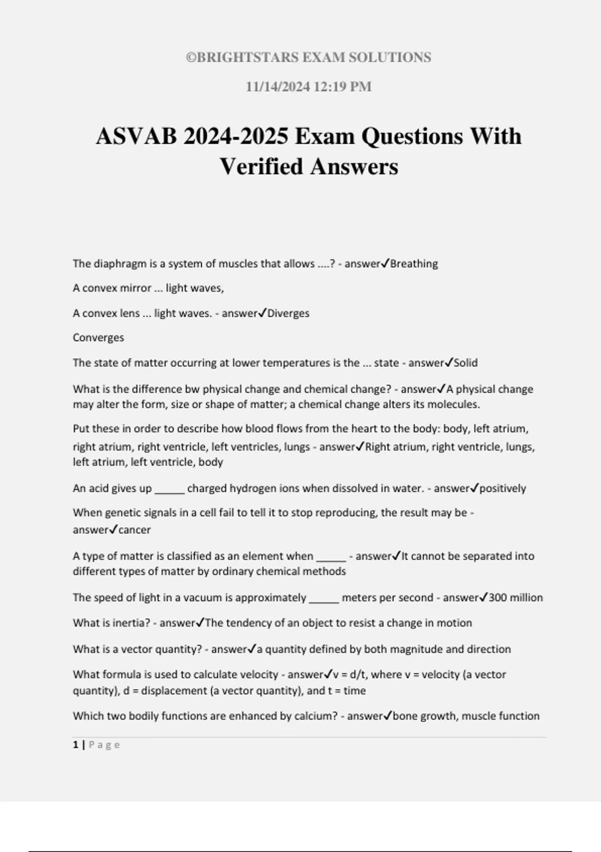 ASVAB Exam Questions With Verified Answers - ASVAB - Stuvia US