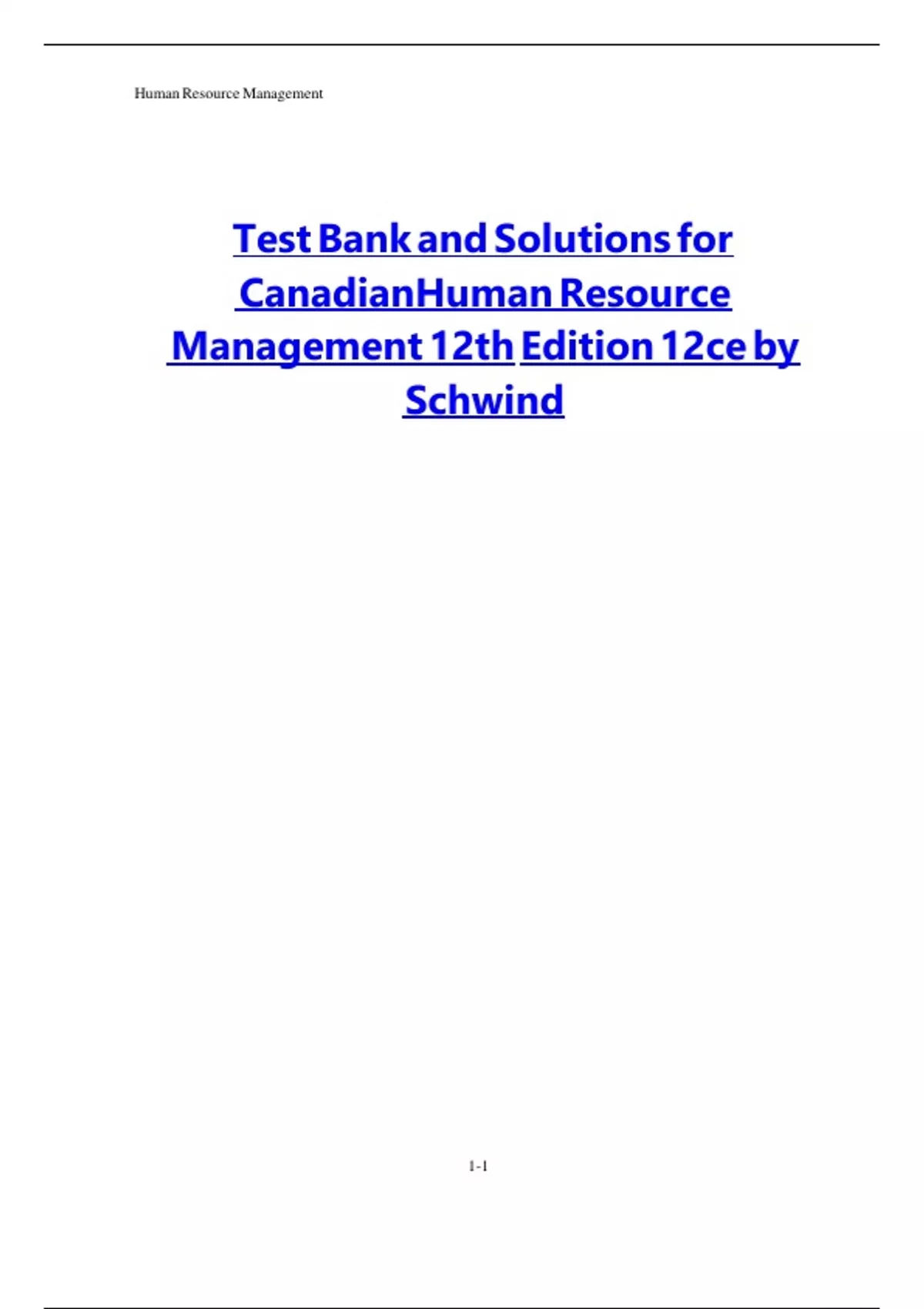 Test Bank and Solutions for Canadian Human Resource Management 12th ...