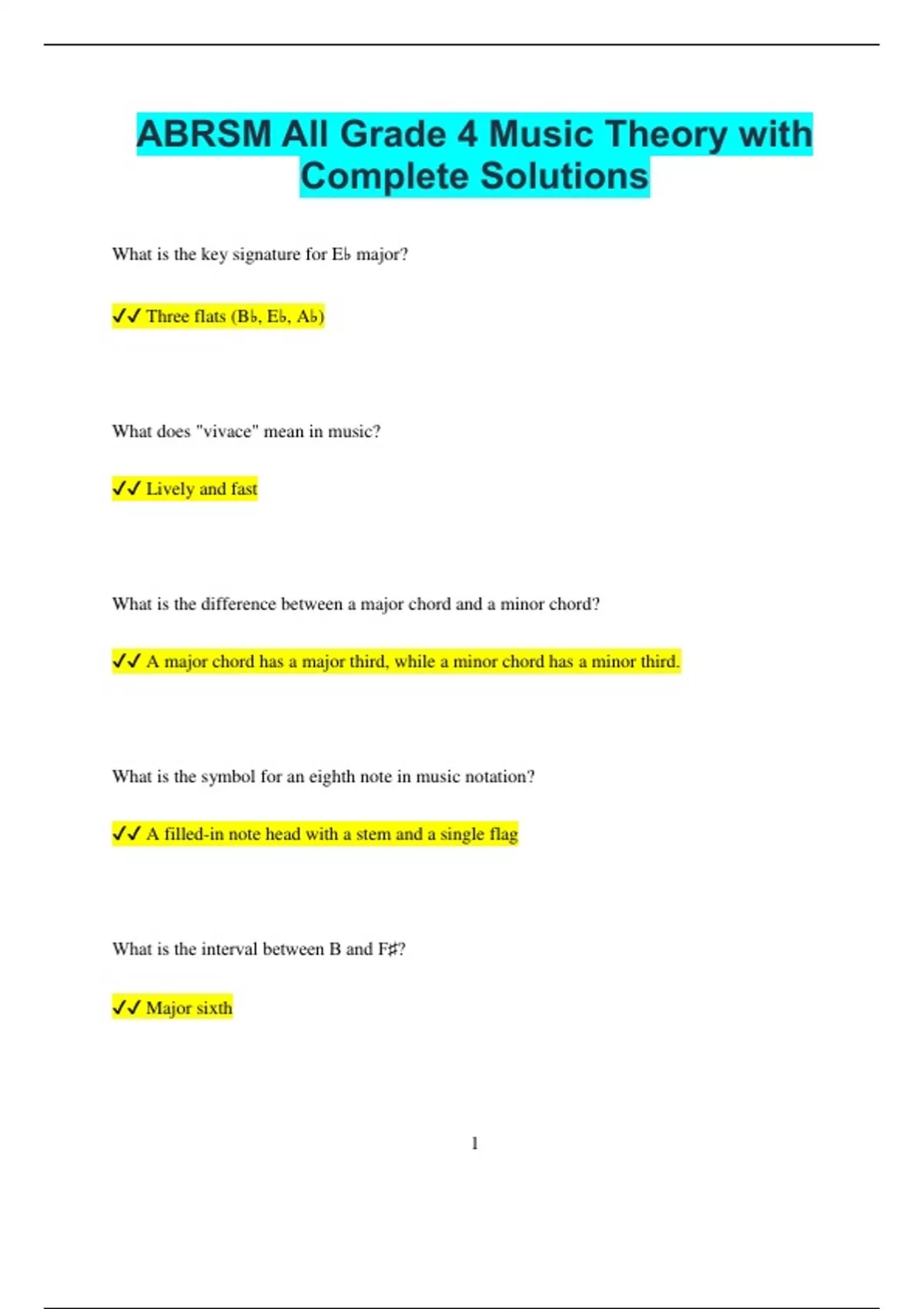 ABRSM All Grade 4 Music Theory with Complete Solutions - ABRSM All ...