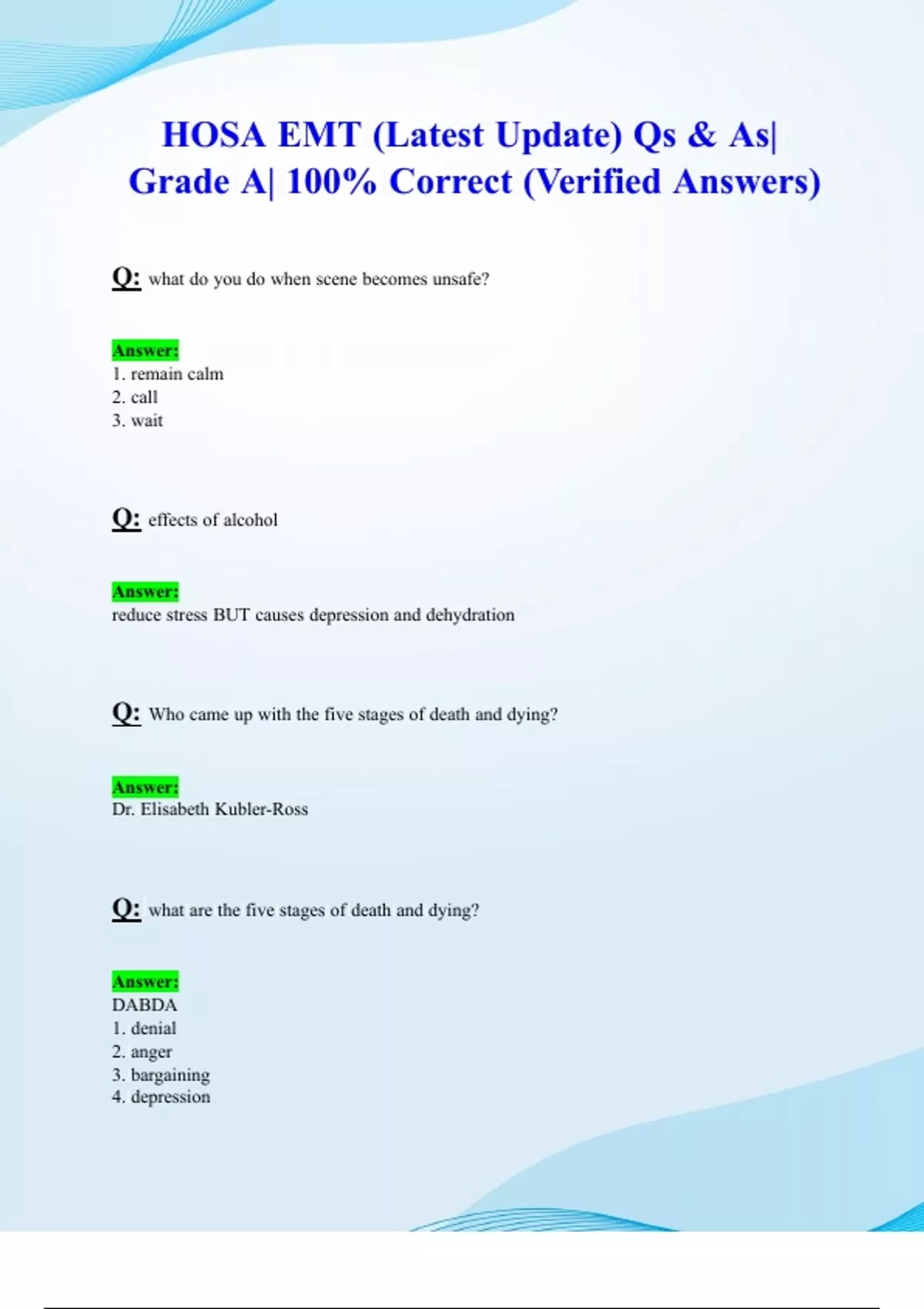 HOSA EMT (Latest 2024/ 2025 Updates STUDY BUNDLE PACKAGE WITH SOLUTIONS ...