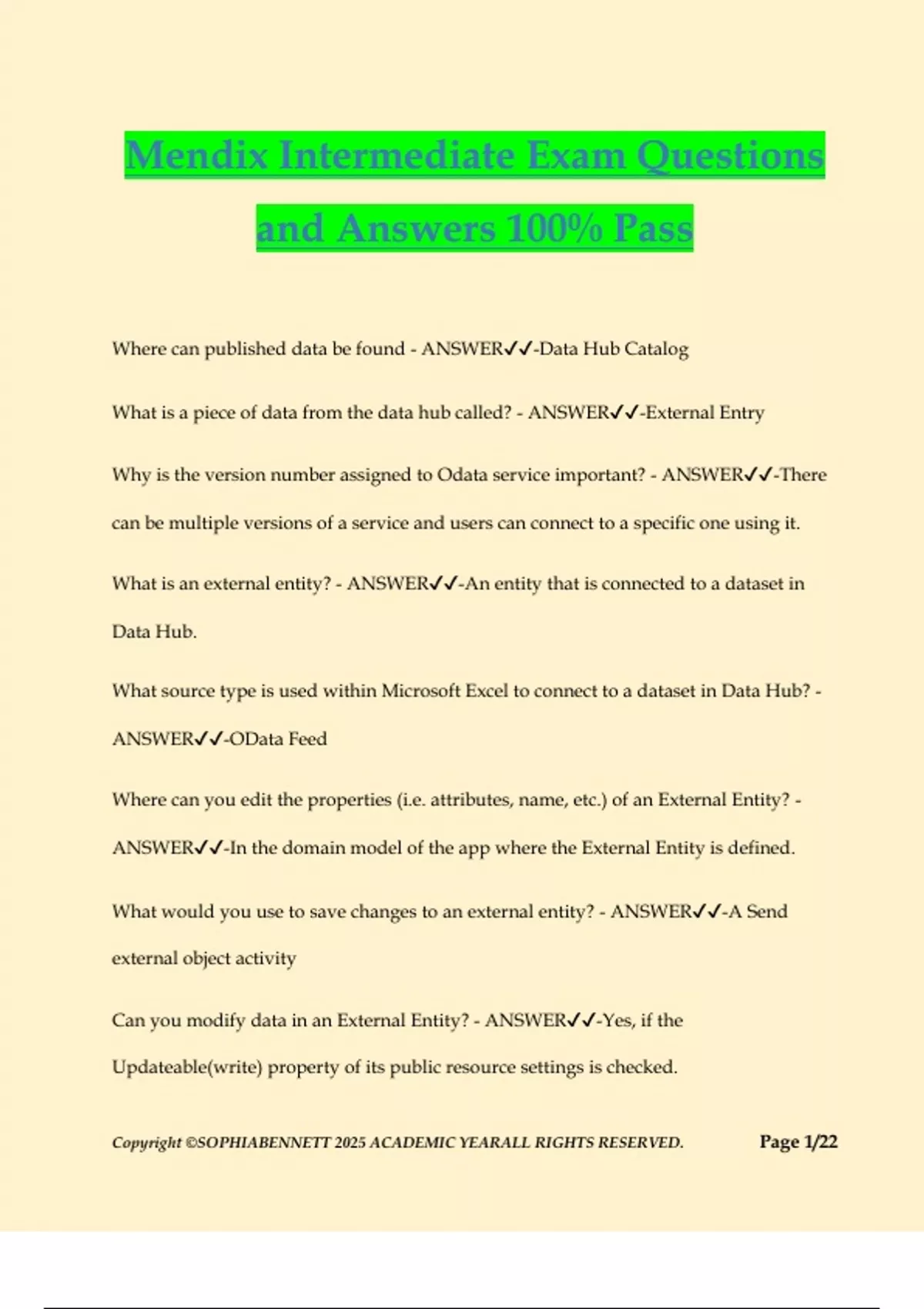 Mendix Intermediate Exam Questions and Answers 100% Pass - Prep Tests ...