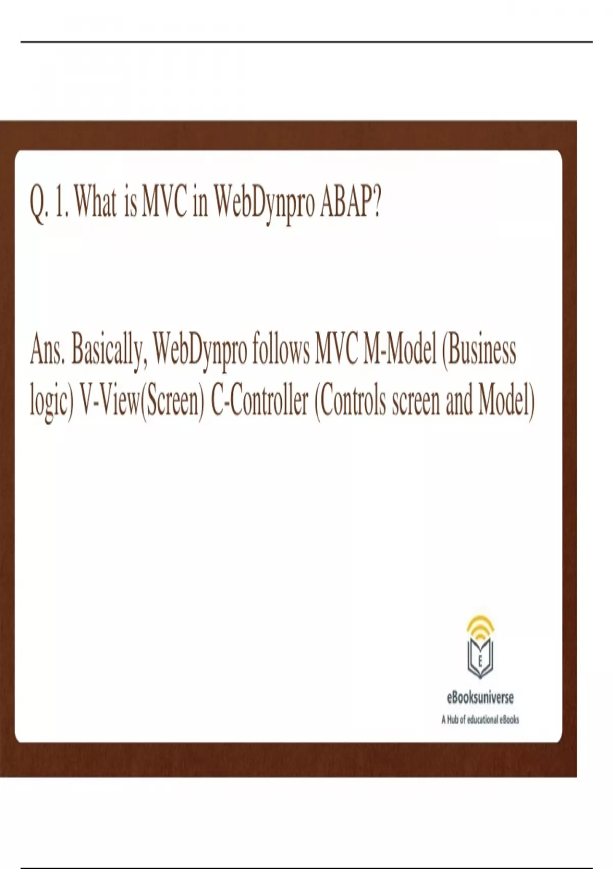 Ace Your SAP WEBDYNPRO ABAP Interview: Essential Questions and Strategies - Computers - Stuvia US