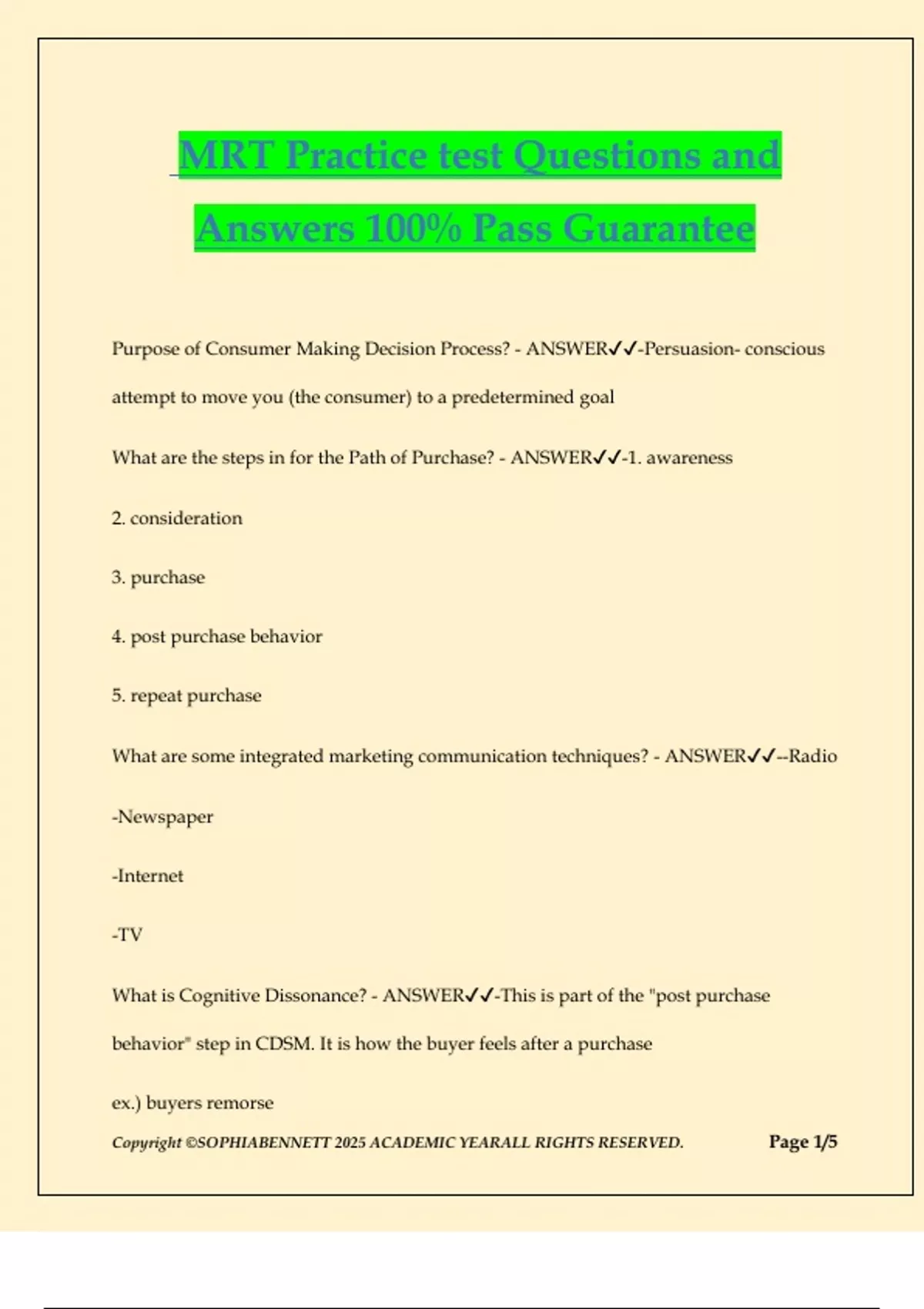 MRT Practice test Questions and Answers 100% Pass Guarantee - Prep ...