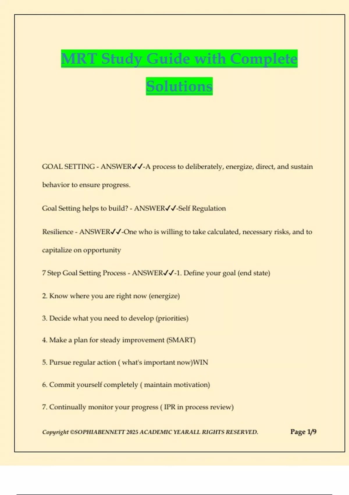 MRT Study Guide with Complete Solutions - Prep Tests 2025 - Stuvia US
