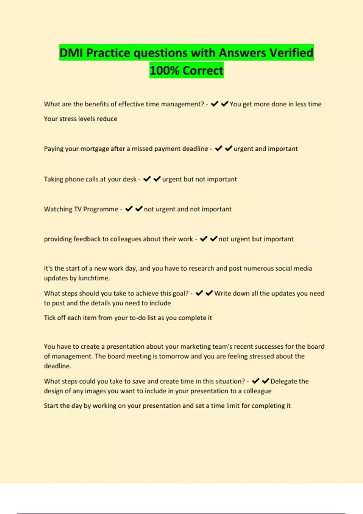 DMI Practice questions with Answers Verified 100% Correc - DMI - Stuvia US