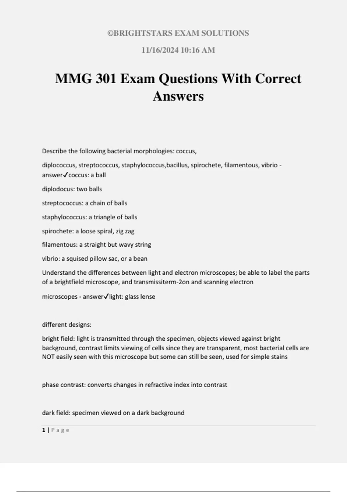 MMG 301 Exam Questions With Correct Answers - MMG 301 - Stuvia US