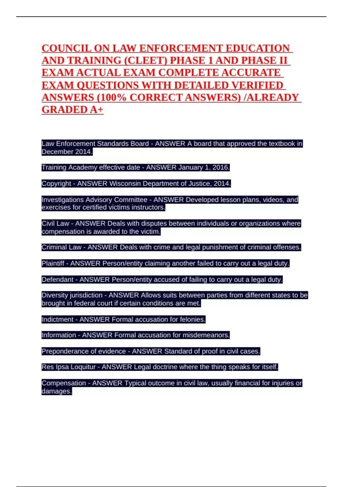 COUNCIL ON LAW ENFORCEMENT EDUCATION AND TRAINING - COUNCIL ON LAW ...