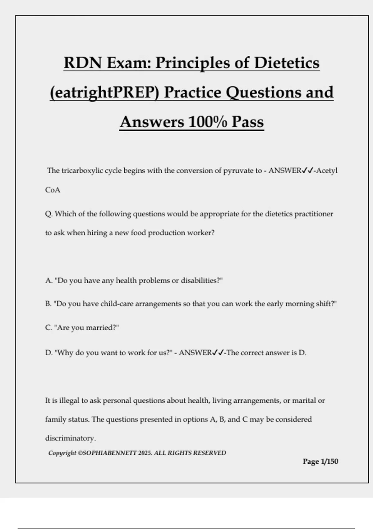 RDN Exam: Principles of Dietetics (eatrightPREP) Practice Questions and ...