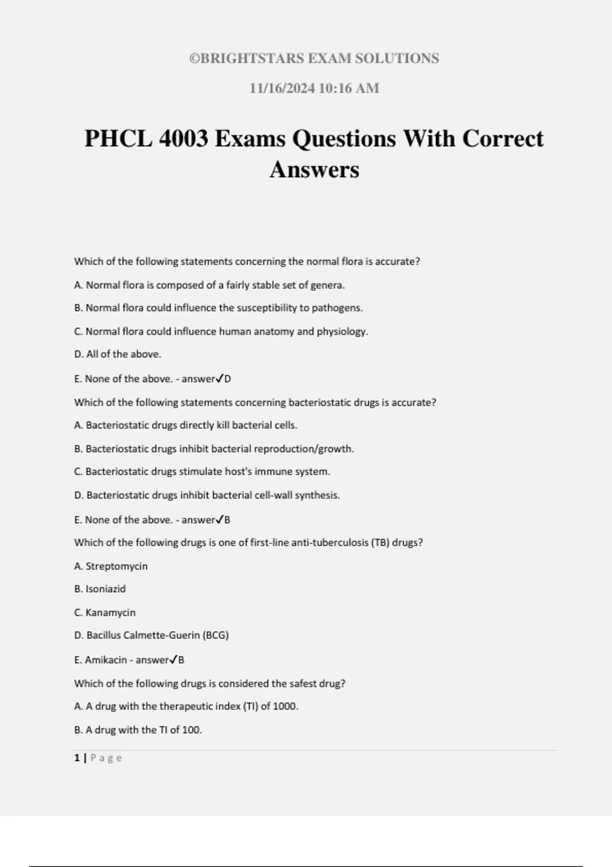 PHCL 4003 Exams Questions With Correct Answers - PHCL 4003 - Stuvia US