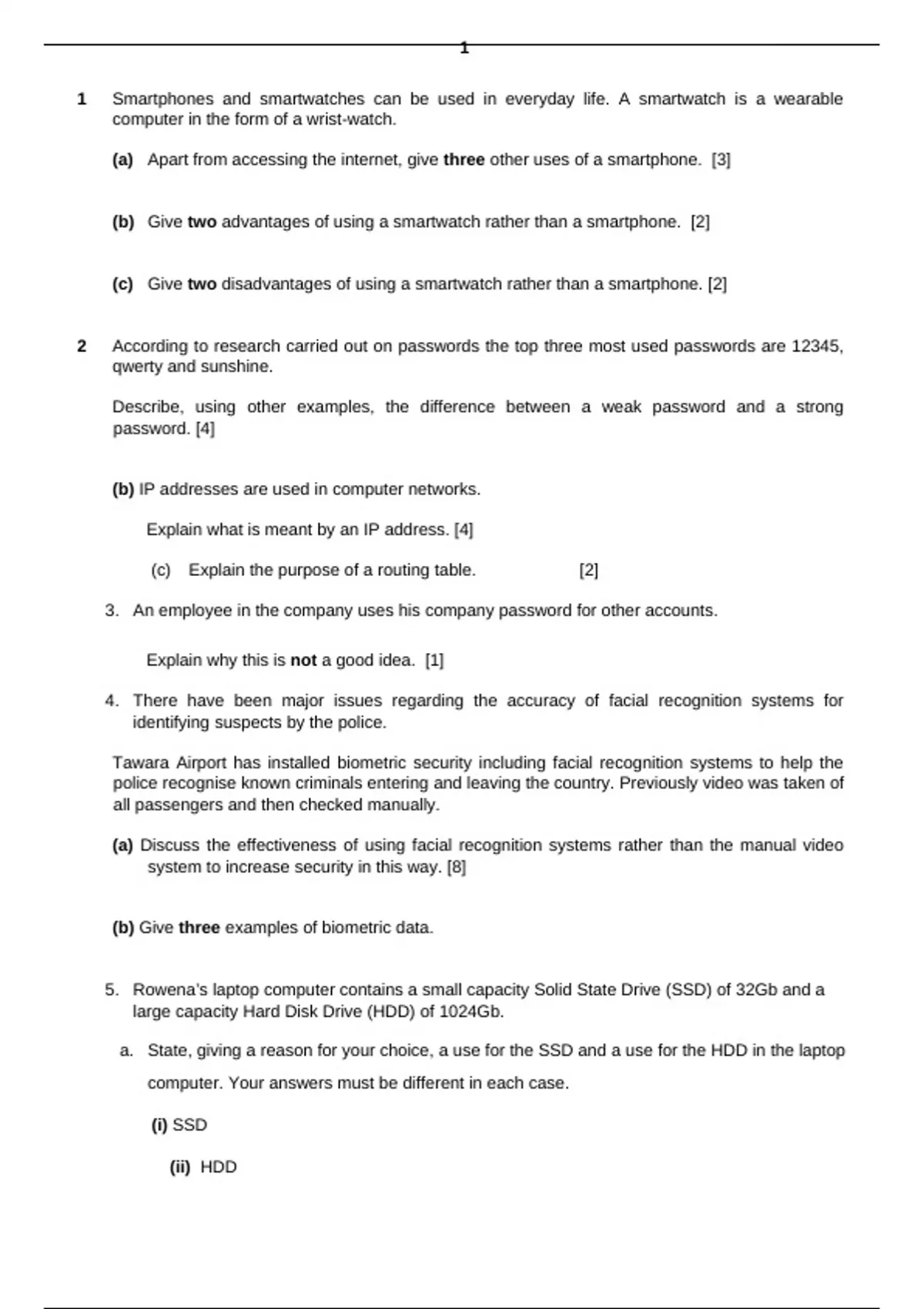 Igcse Cambridge practice test - Computing - Stuvia UK