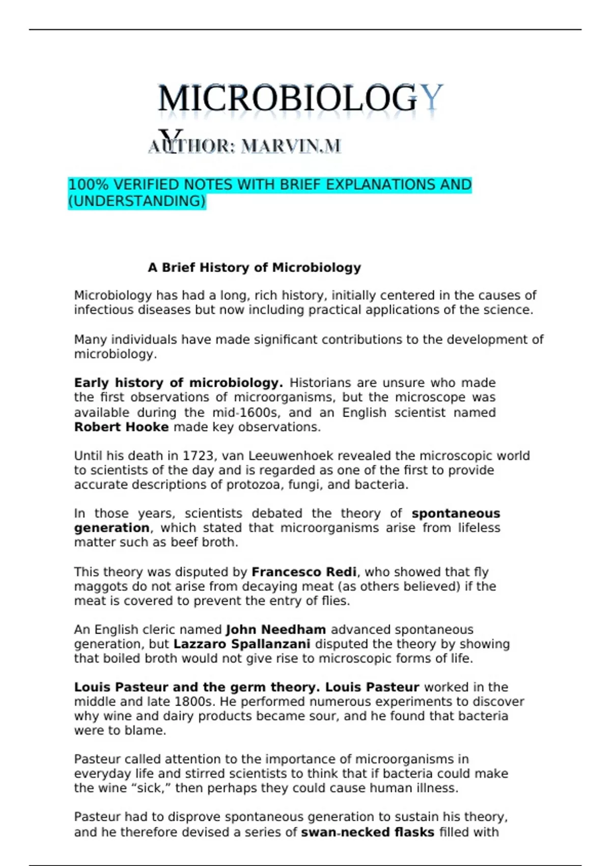 microbiology and staining 100% VERIFIED NOTES WITH BRIEF EXPLANATIONS ...