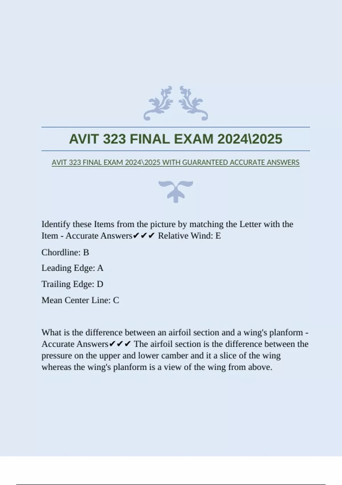 AVIT 323 FINAL EXAM WITH GUARANTEED ACCURATE ANSWERS - AVIT 323 - Stuvia US