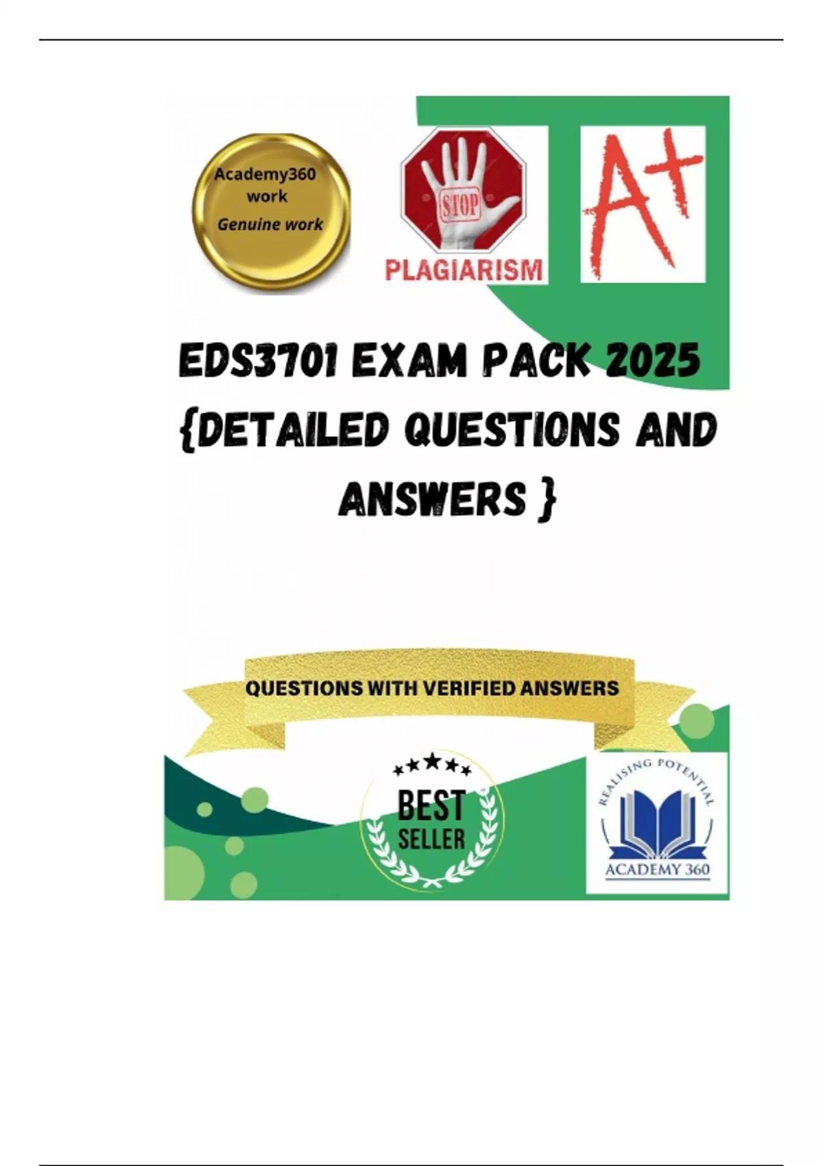 EDS3701 EXAM PACK 2025 {DETAILED QUESTIONS AND ANSWERS } - EDS3701 ...
