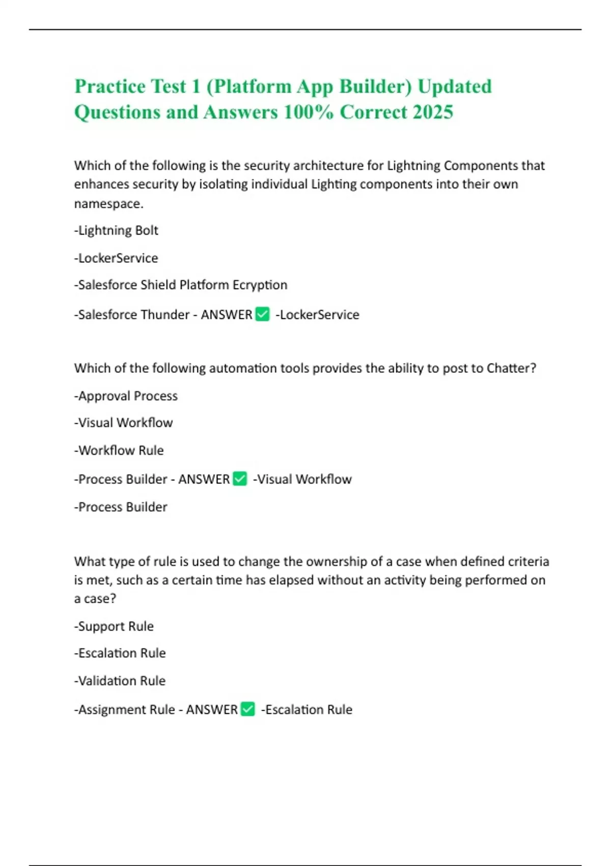 Practice Test 1 (Platform App Builder) Updated Questions and Answers ...