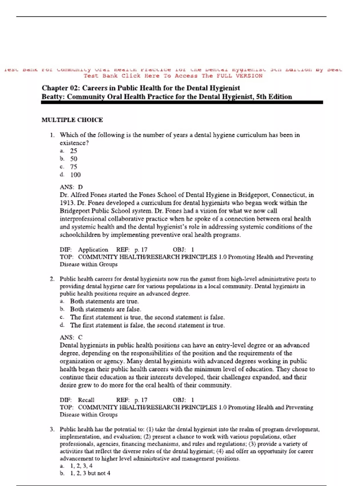 Chapter 02 - Careers in Public Health for the Dental Hygienist Beatty Community Oral Health ...