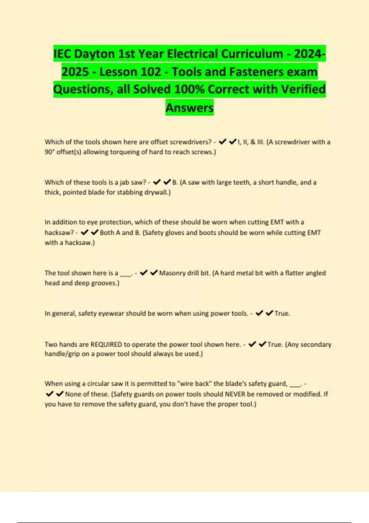 IEC Dayton 1st Year Electrical Curriculum - - Lesson 102 - Tools and ...
