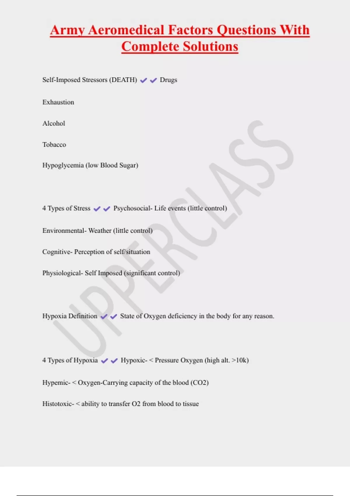 Army Aeromedical Factors Questions With Complete Solutions - Aeromedics ...