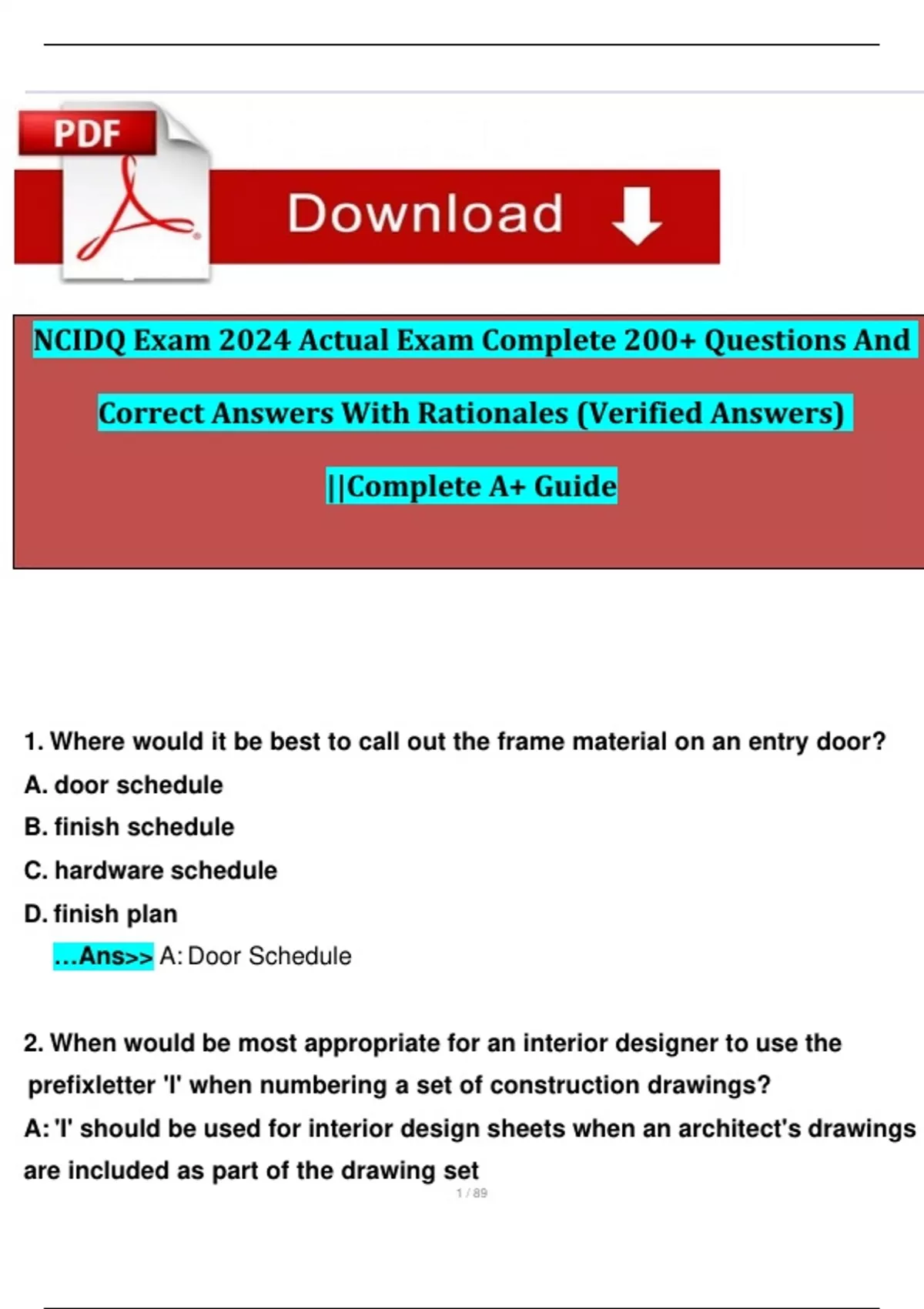 Ncidq Idpx Final Exam,Practice Exam And Practical Bundle Newest 2024 ...