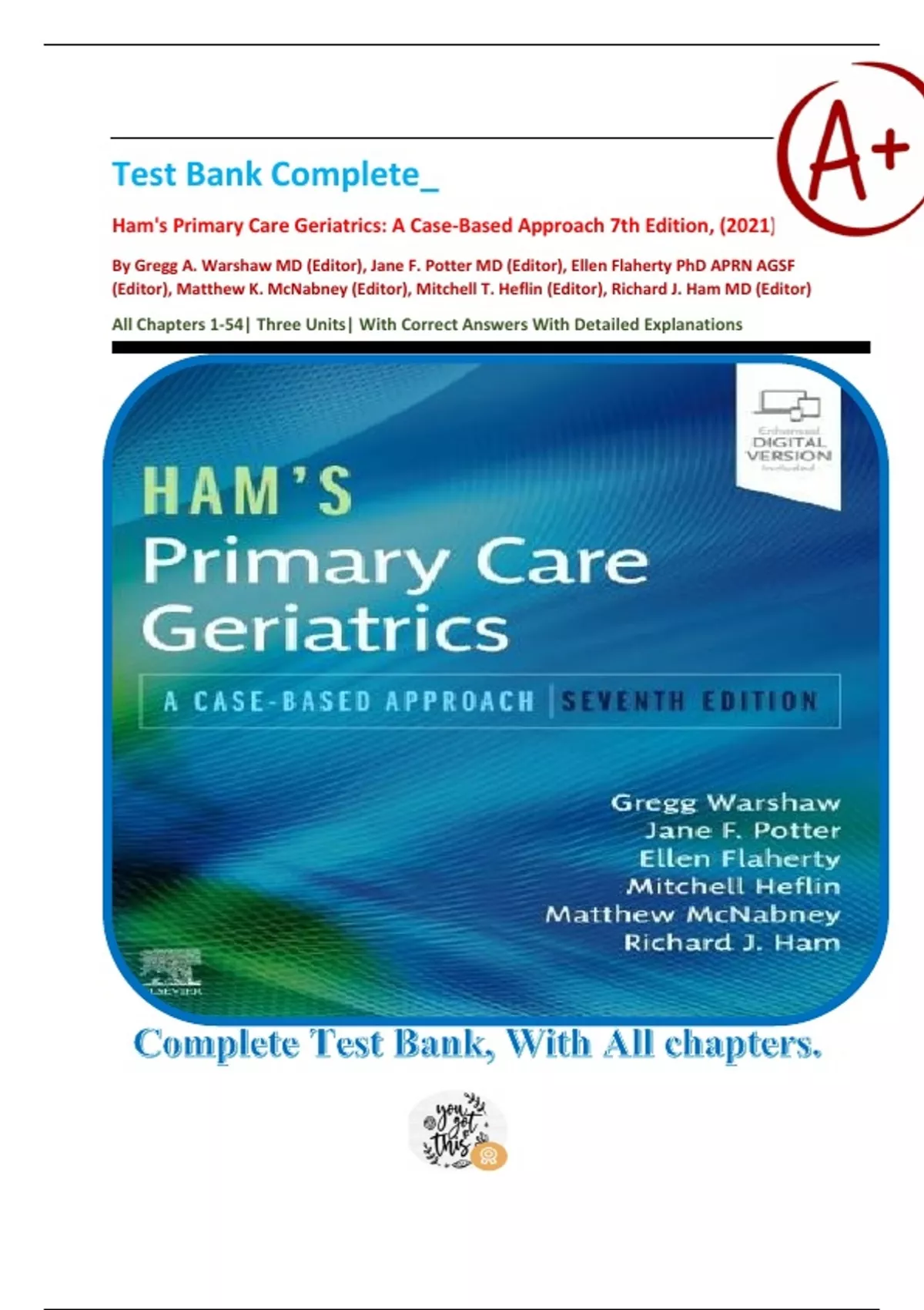 Test Bank Complete_ Ham's Primary Care Geriatrics: A Case-Based ...