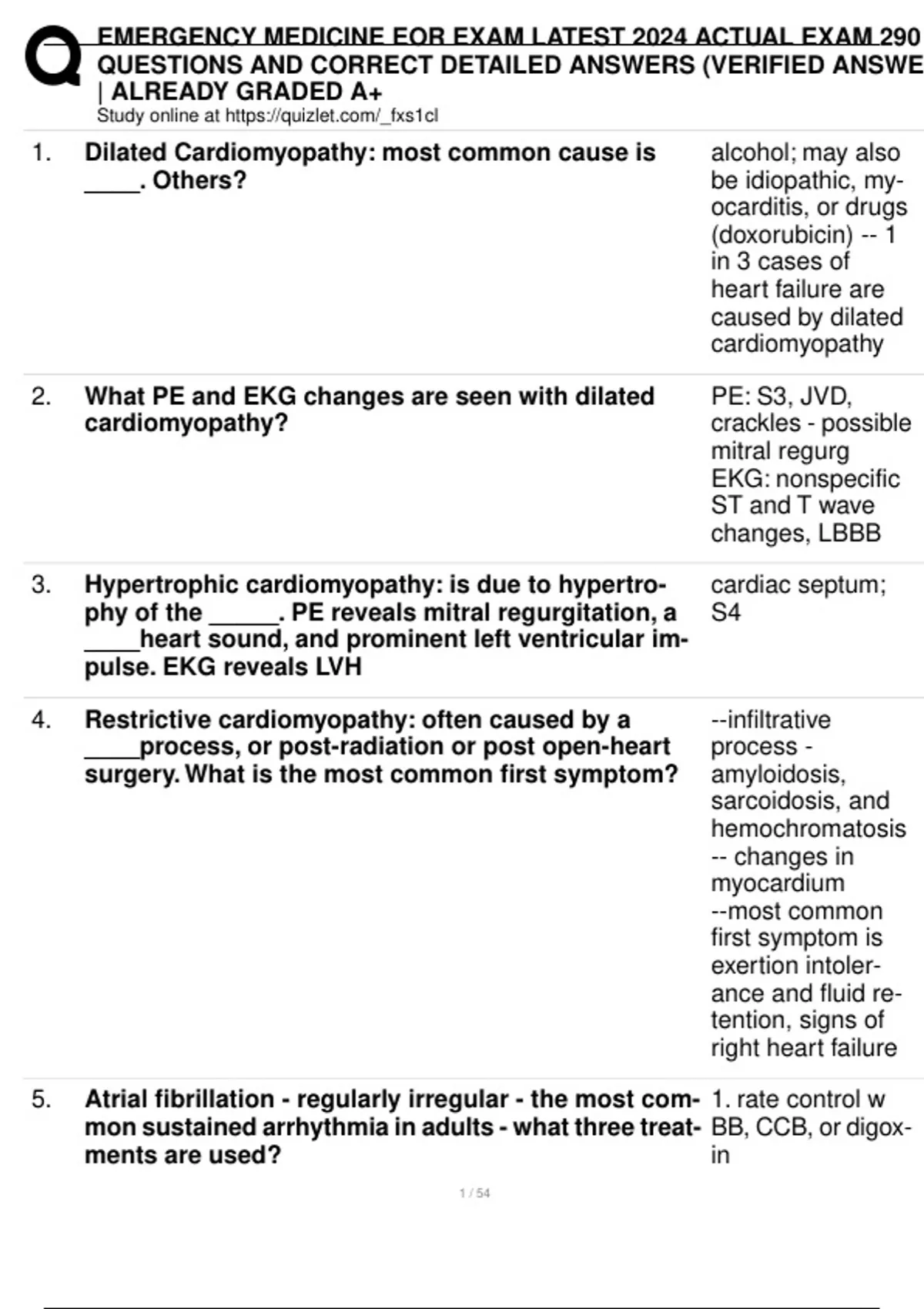 EMERGENCY MEDICINE EOR EXAM LATEST 2024 ACTUAL EXAM 290 QUESTIONS AND ...