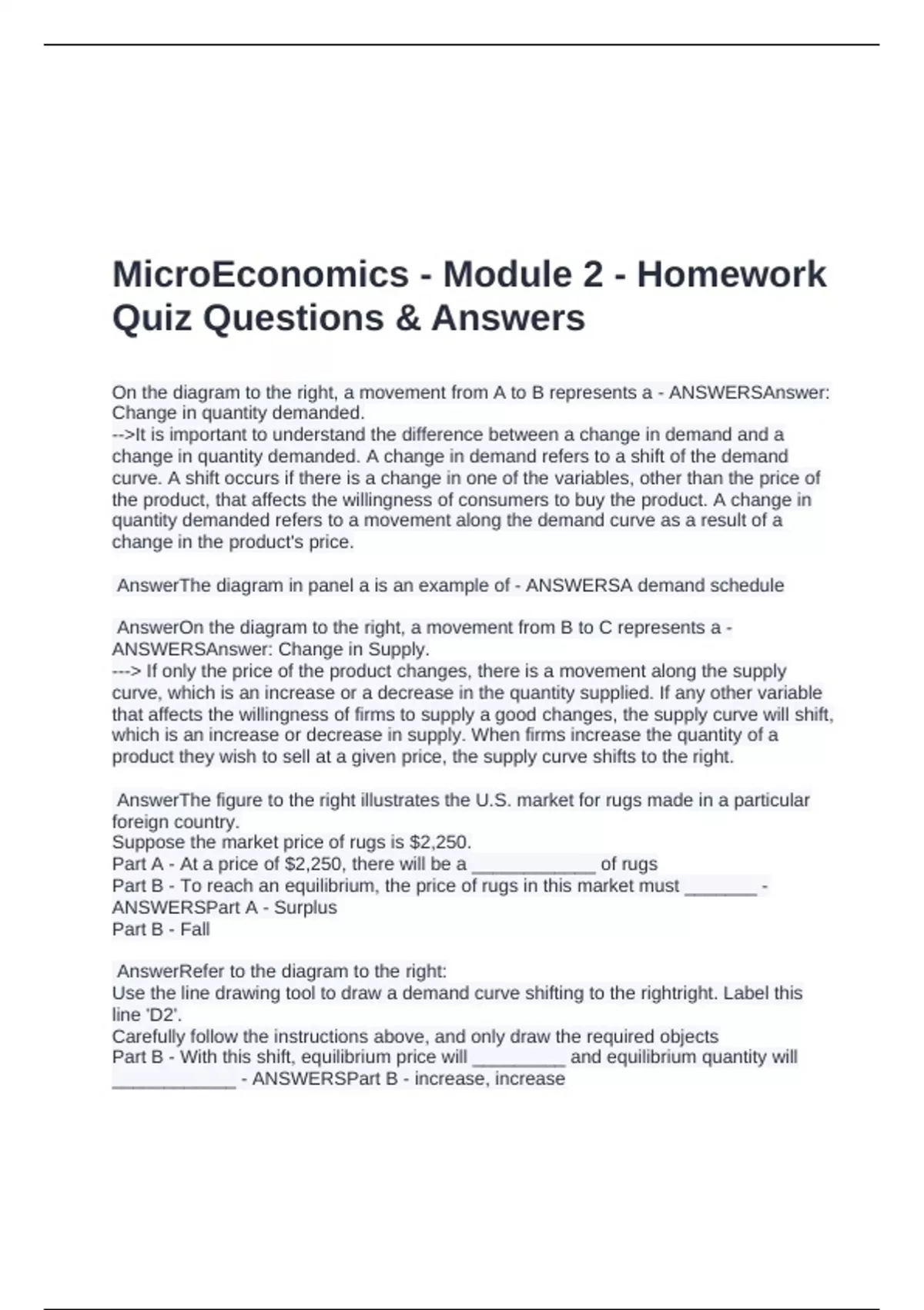 MicroEconomics - Module 2 - Homework Quiz Questions & Answers ...