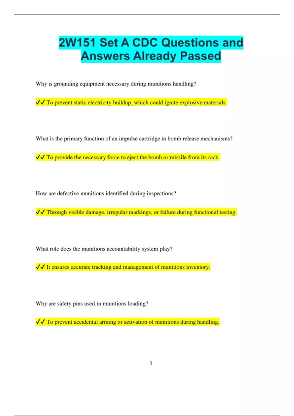 CDC Set A Bundled Exams Questions and Answers Multiple Versions Latest ...