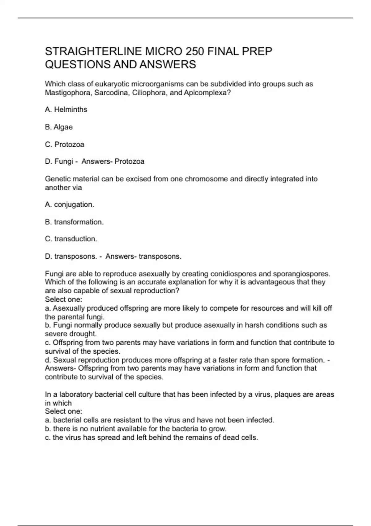 STRAIGHTERLINE MICRO 250 FINAL PREP QUESTIONS AND ANSWERS 2024/2025 ...