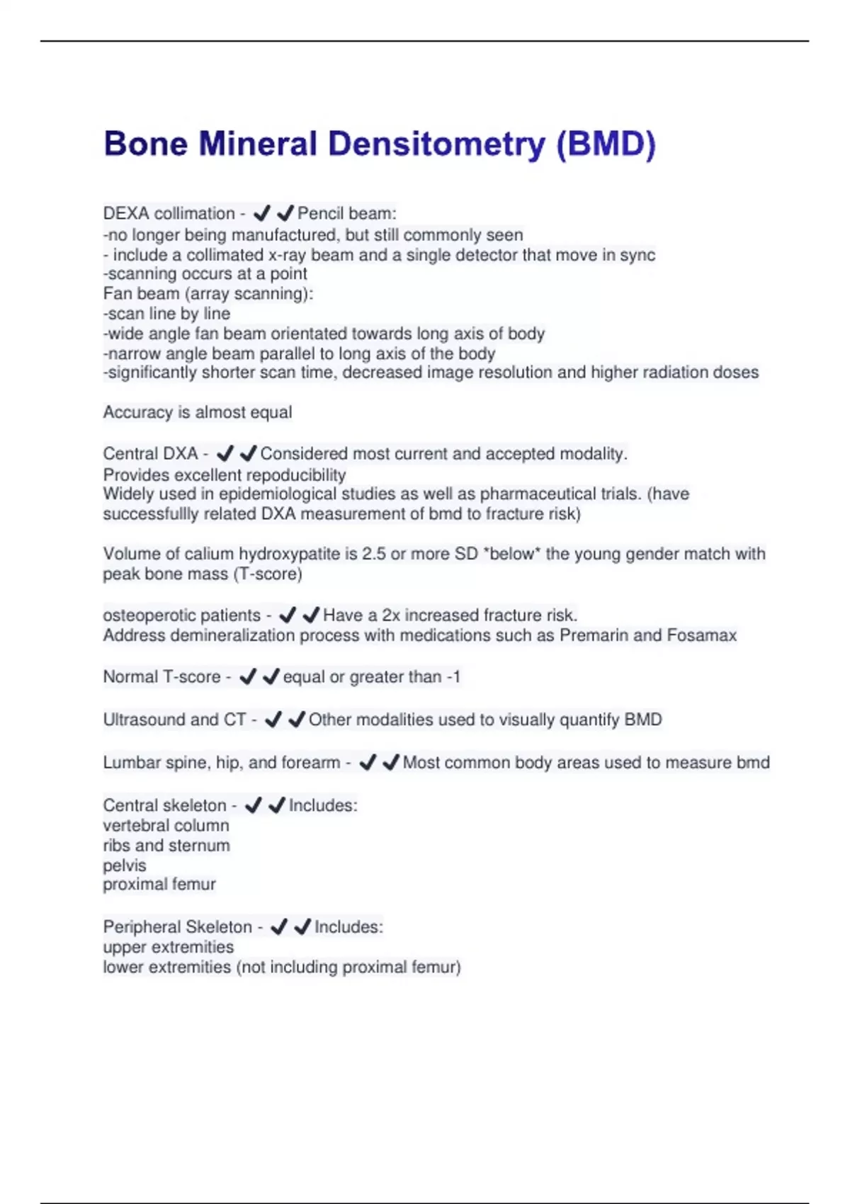 Bone Mineral Densitometry (BMD) Questions with Answers (All Answers ...