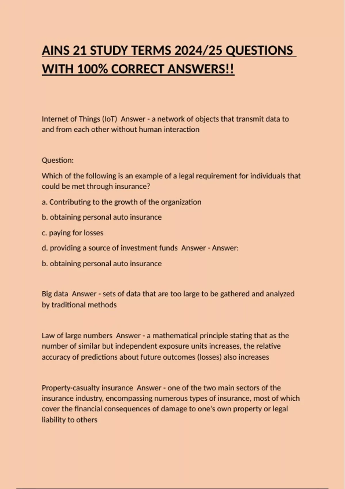 AINS 21 STUDY TERMS 2024/25 QUESTIONS WITH 100% CORRECT ANSWERS!! - AINS 21 - Stuvia US