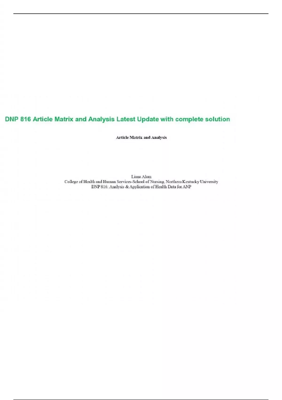 DNP 816 Article Matrix and Analysis Latest Update with complete ...