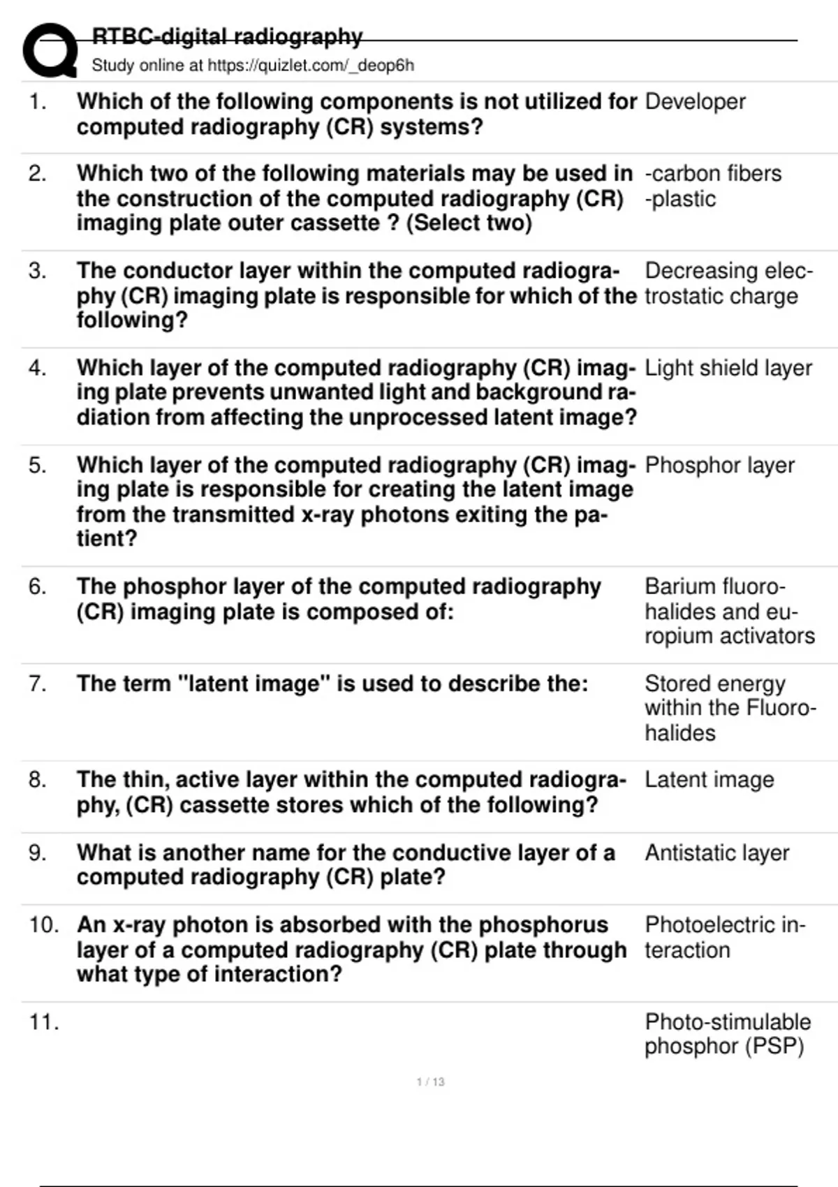 RTBC DIGITAL RADIOGRAPHY ASSESSMENT QUESTIONS WITH 100% CORRECT ANSWERS ...