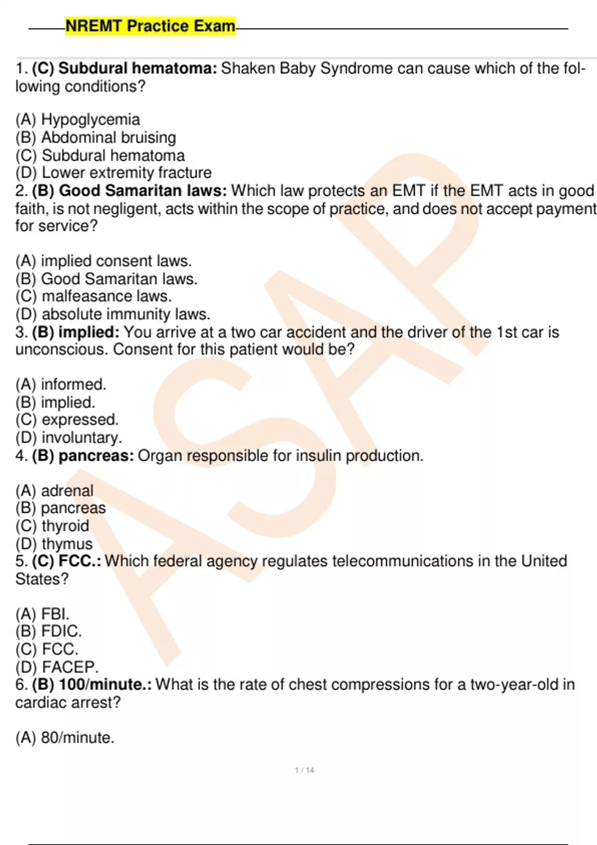 NREMT Practice Exam To Help You Pass The EMT Exam! - NREMT - Nationally ...
