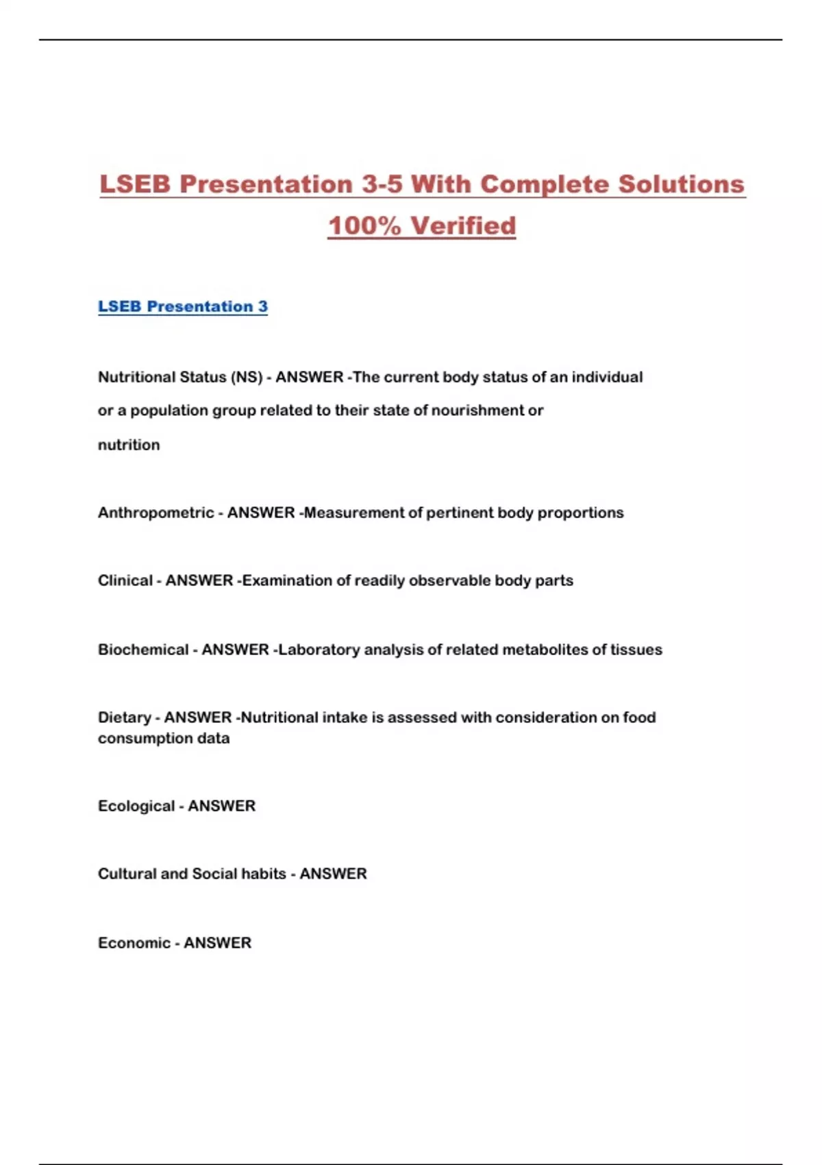 LSEB Presentation 3-5 With Complete Solutions 100% Verified - LSEB ...
