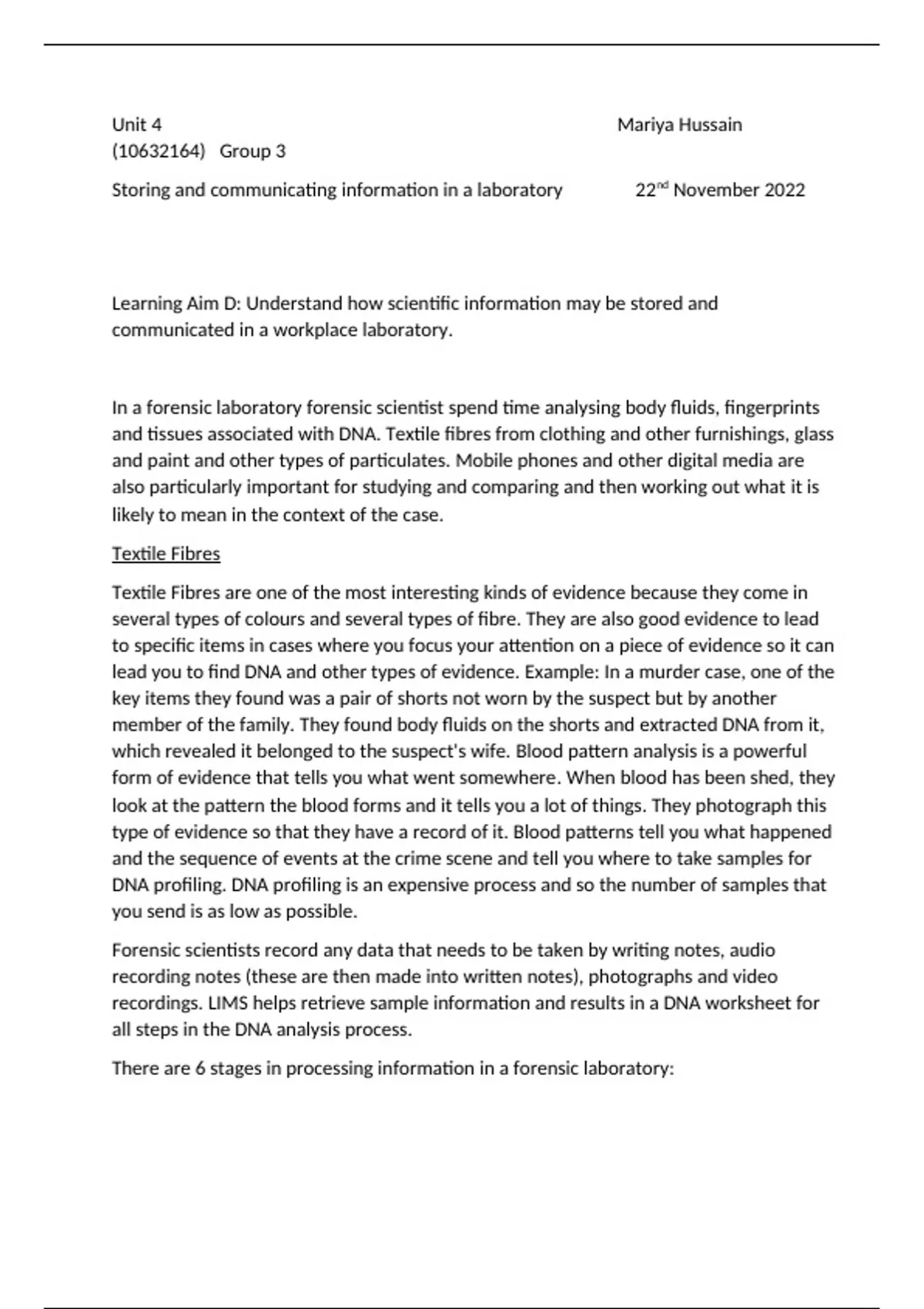 Unit 4 Learning Aim D - Unit 4 - Laboratory Techniques and their ...