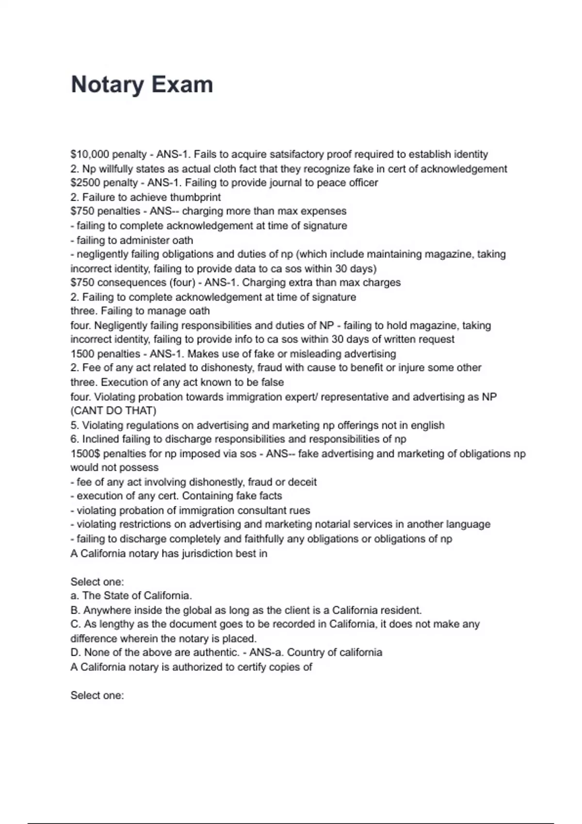 Notary Exam QUESTIONS AND CORRECT DETAILED ANSWERS WITH RATIONALES 2025 ...