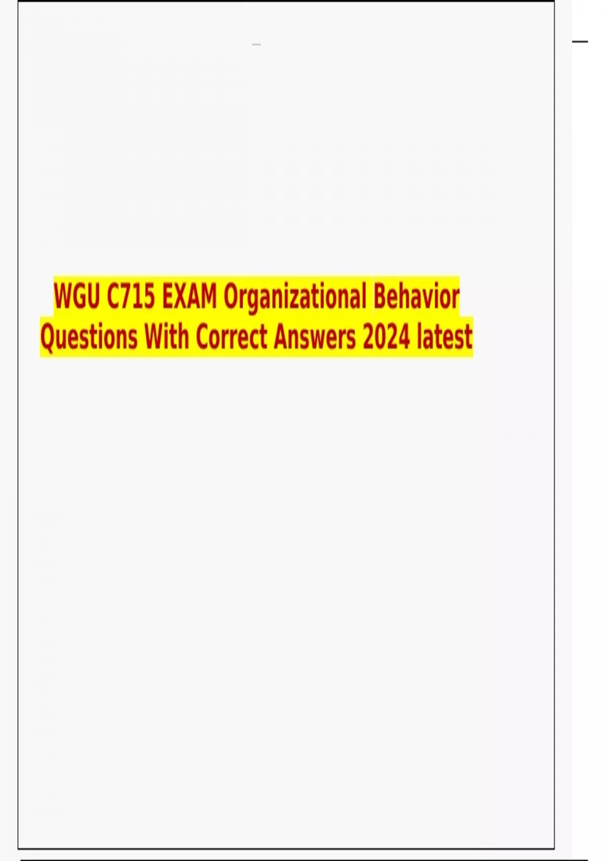 WGU C715 EXAM Organizational Behavior Questions With Correct Answers ...