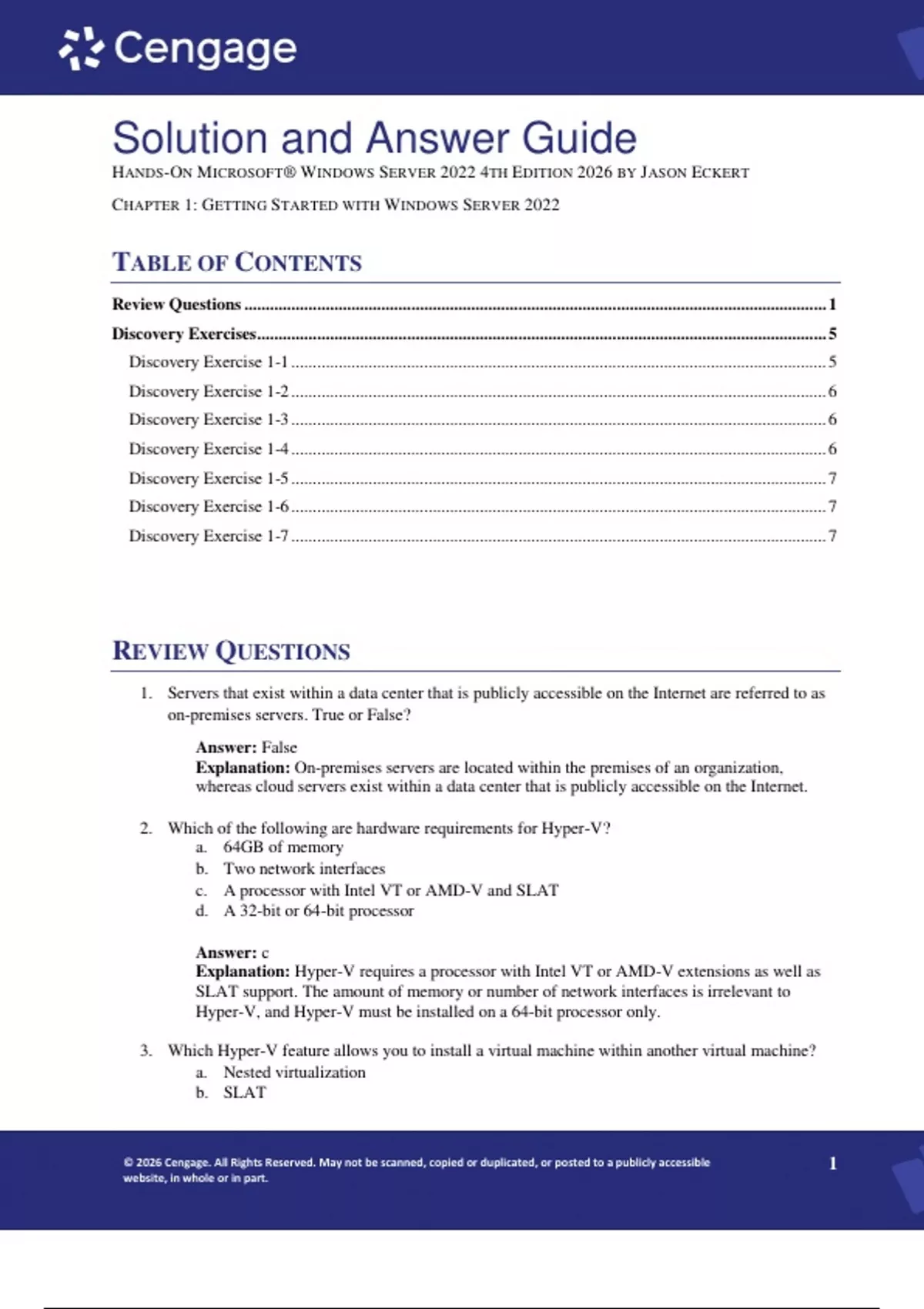 Solution Manual For Hands On Microsoft® Windows Server 2022 4th Edition 2026 by Jason Eckert ...