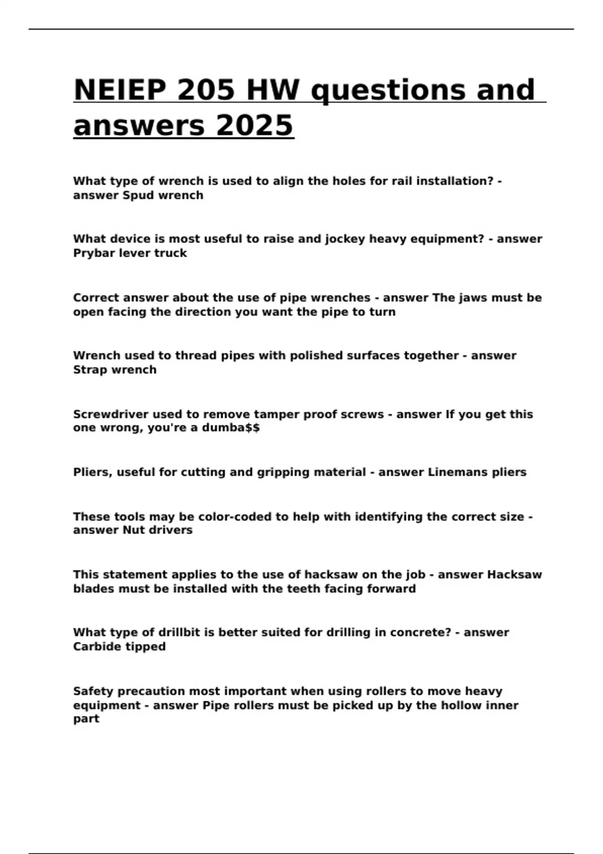 NEIEP 205 HW questions and answers 2025 - NEIEP - Stuvia US