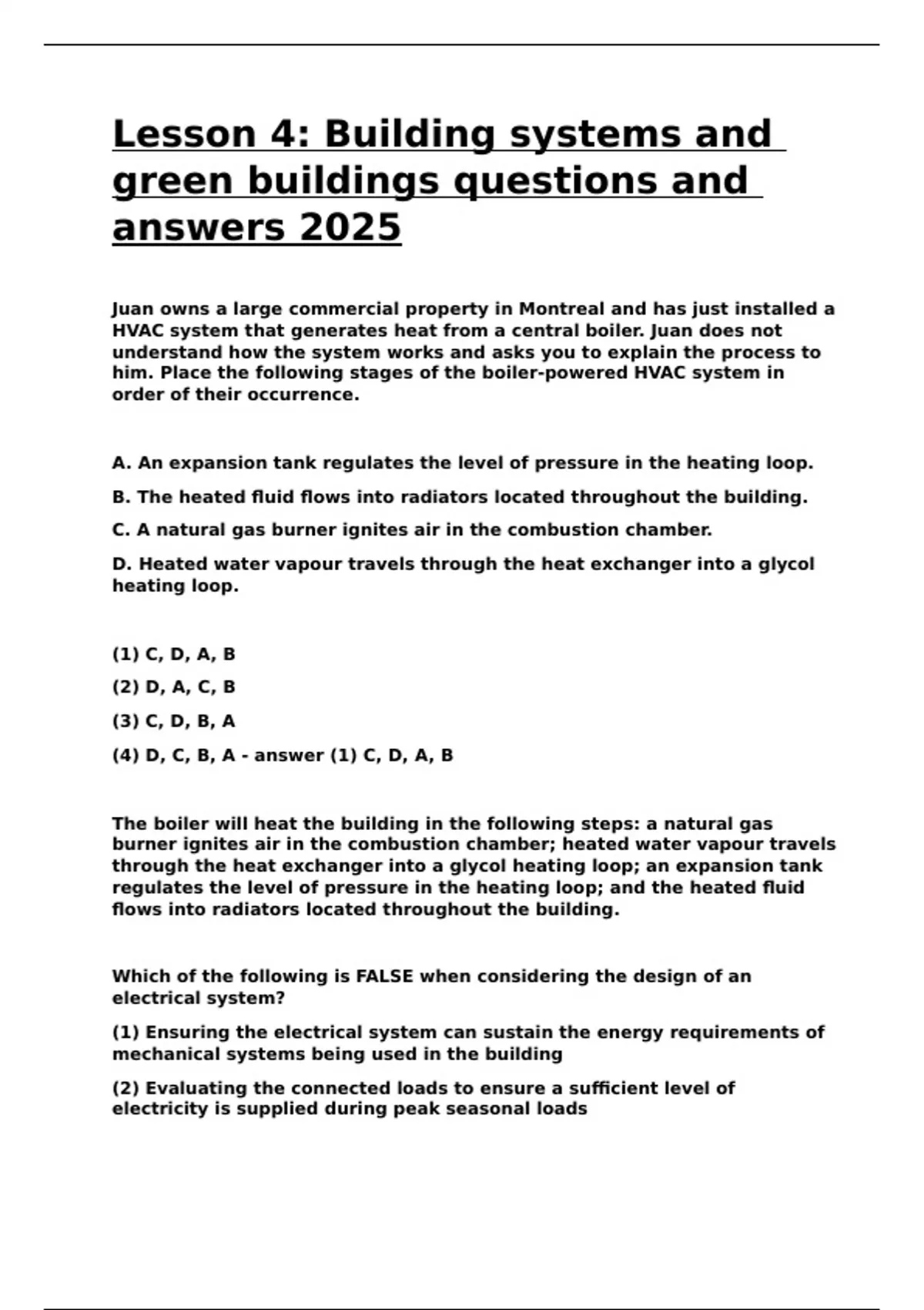 Lesson 4 Building systems and green buildings questions and answers ...