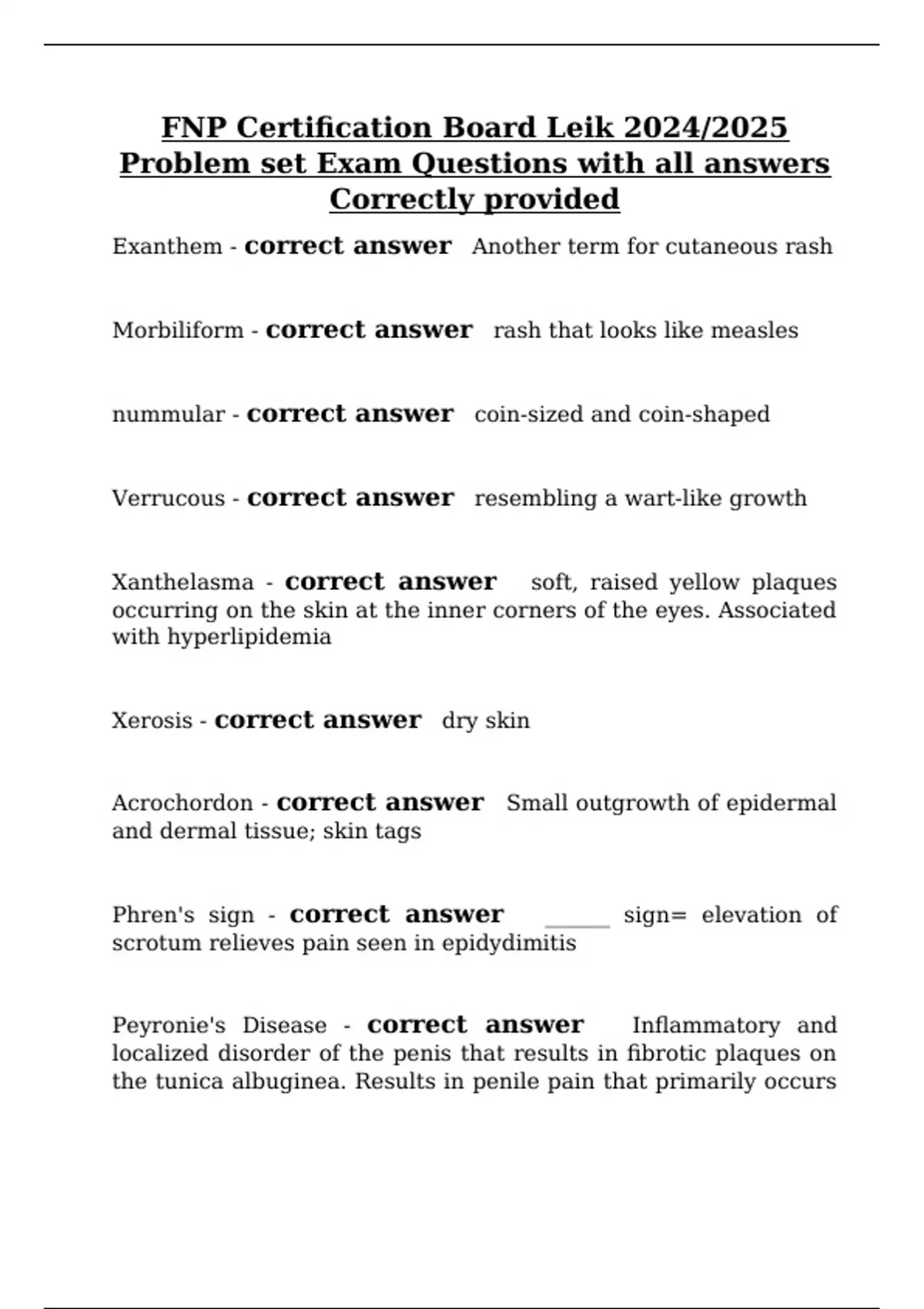 FNP Certification Board Leik 2024/2025 Problem set Exam Questions with ...