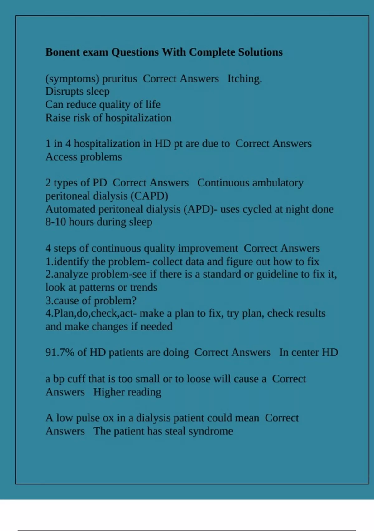Bonent exam Questions With Complete Solutions. - Bonnet - Stuvia US