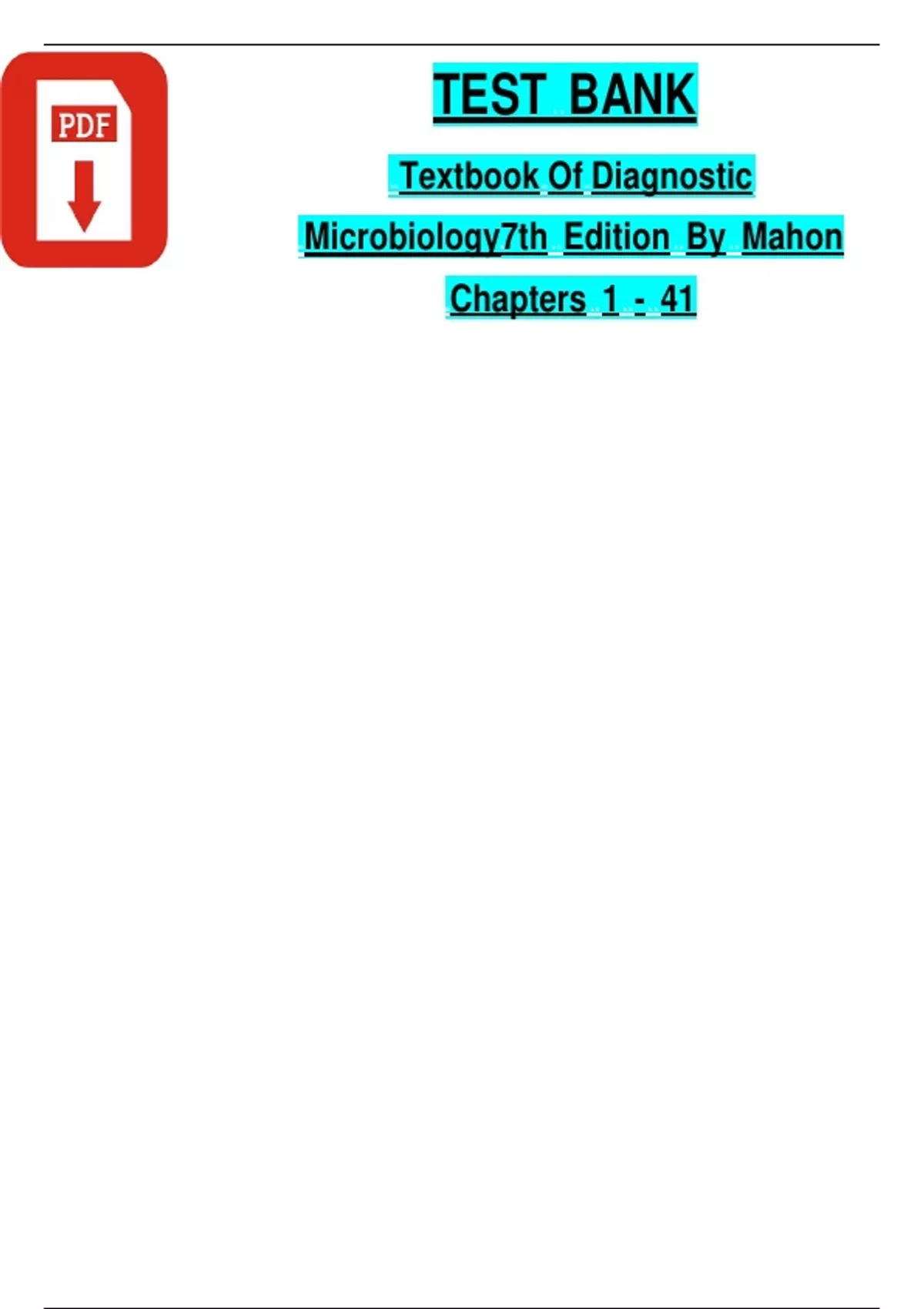 TEST BANK For Textbook Of Diagnostic Microbiology, 7th Edition By ...