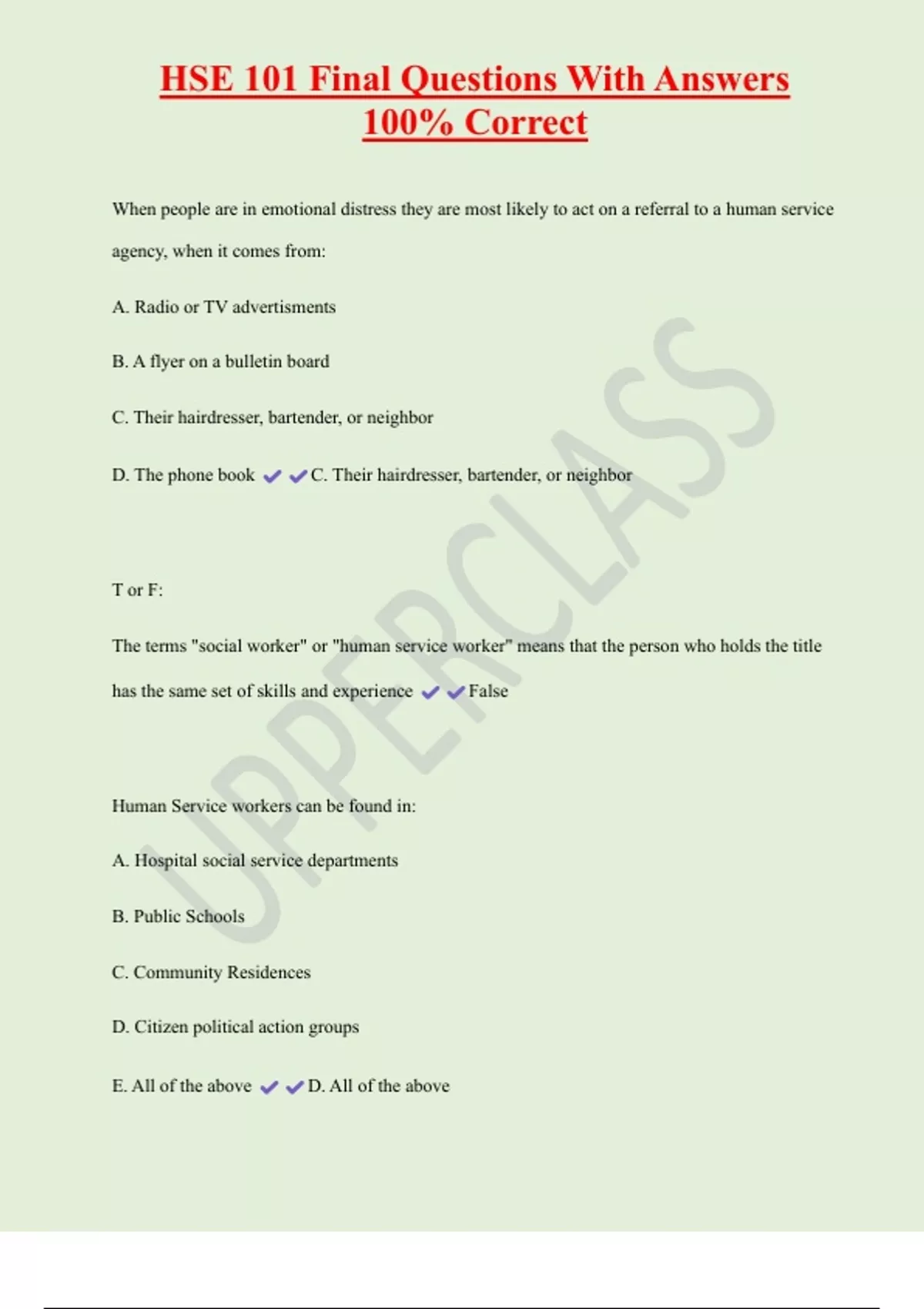HSE 101 Final Questions With Answers 100% Correct - HSE 101 - Stuvia US