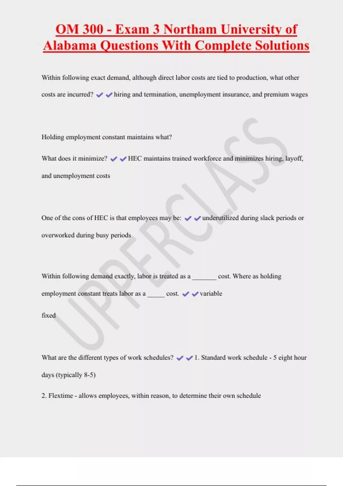 OM 300 EXAM PACK WITH COMPLETE SOLUTIONS - Stuvia US