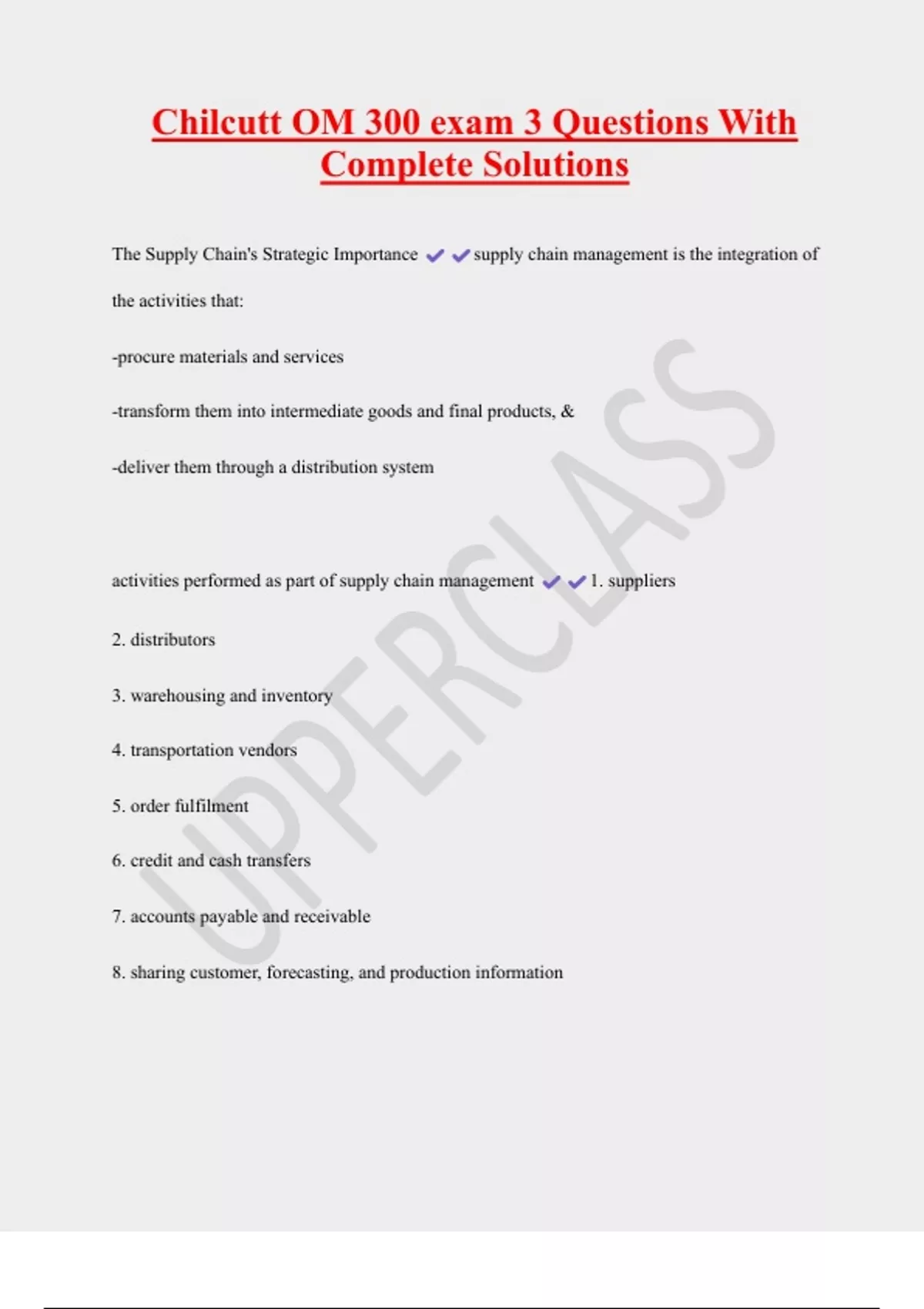 Chilcutt OM 300 exam 3 Questions With Complete Solutions - OM 300 ...