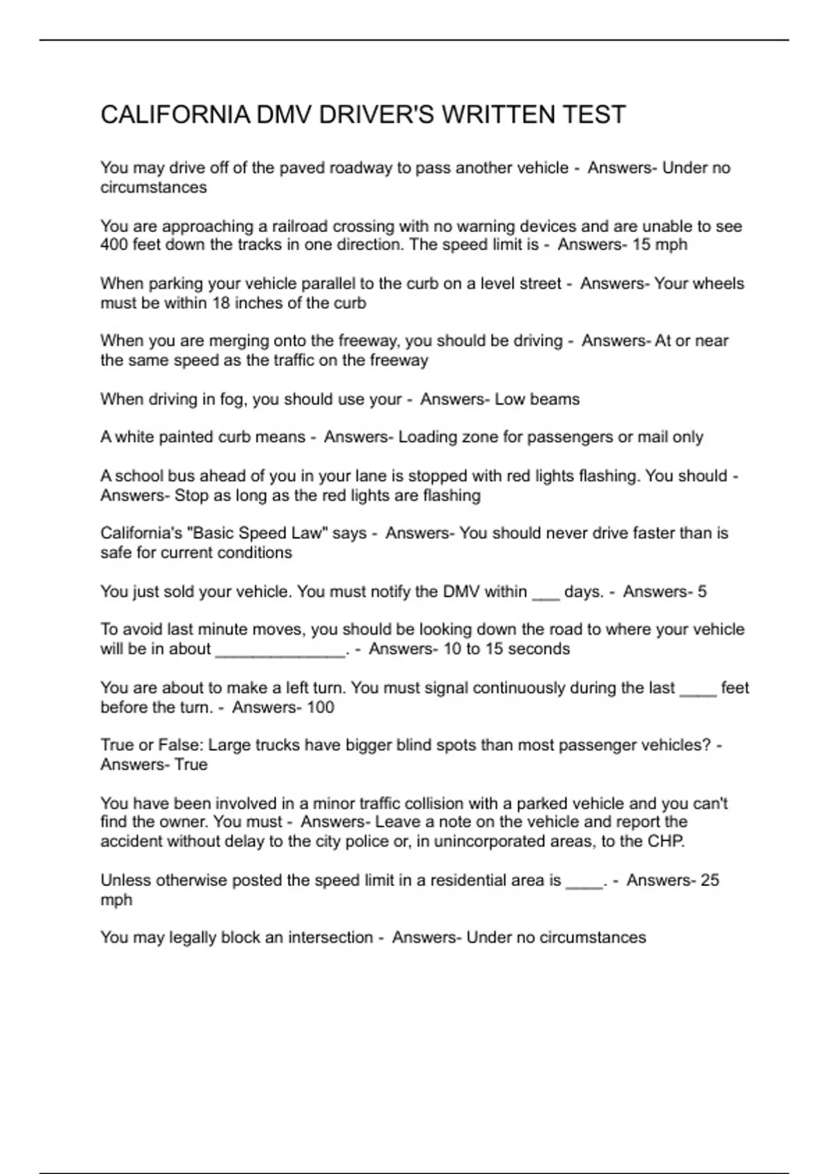 California DMV Driver-s Written Test 2024 - DMV California Driver 2024 ...